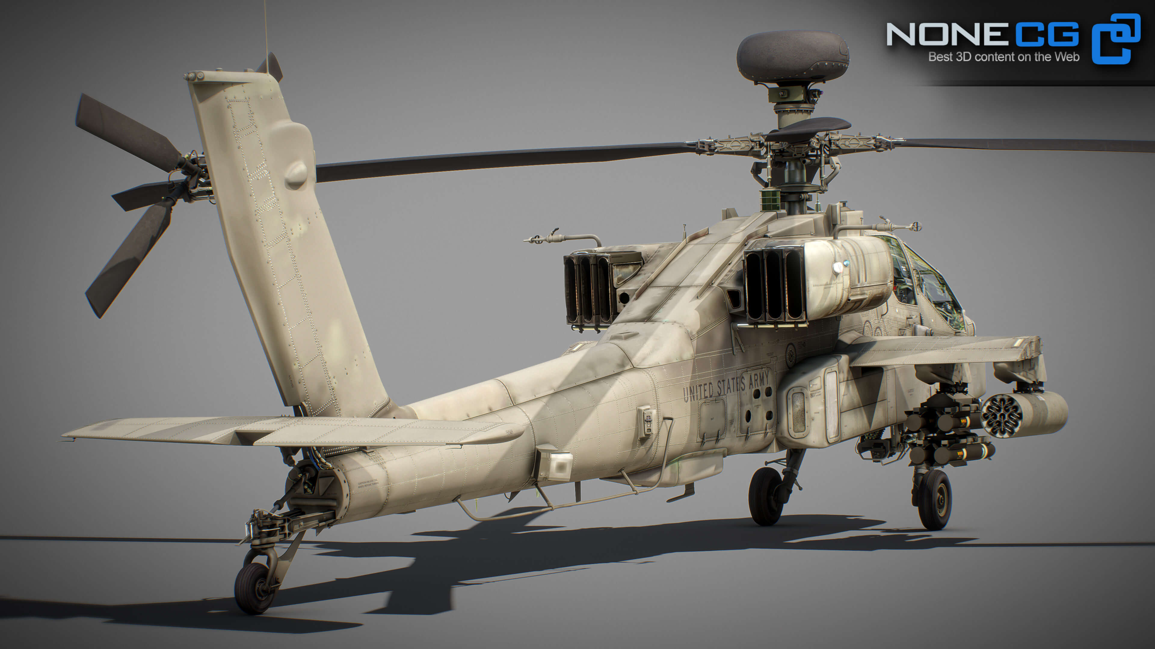 AH-64D Apache Longbow Helicopter With Cockpit 3D Model by NoneCG