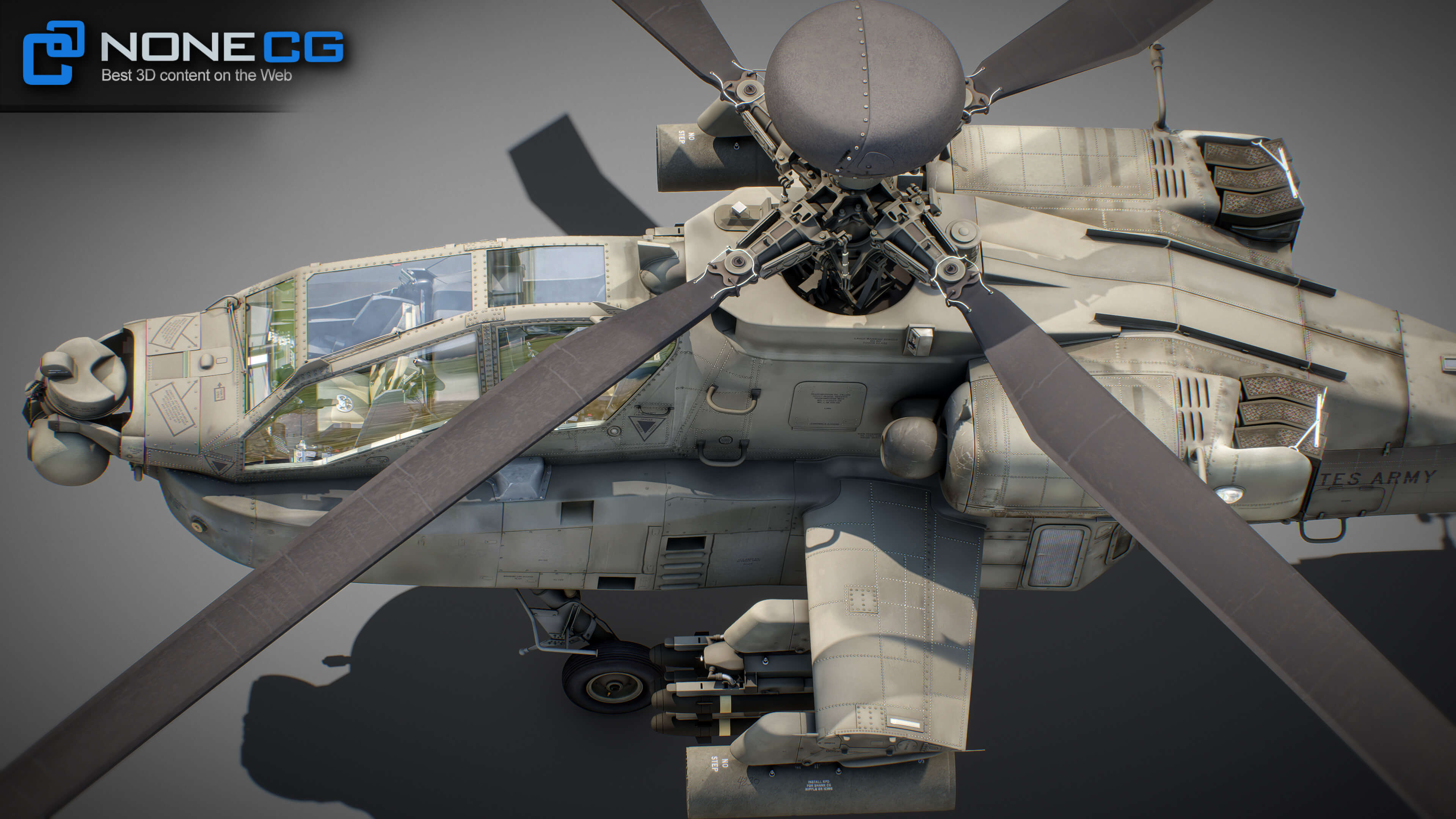 AH-64D Apache Longbow Helicopter With Cockpit 3D Model by NoneCG
