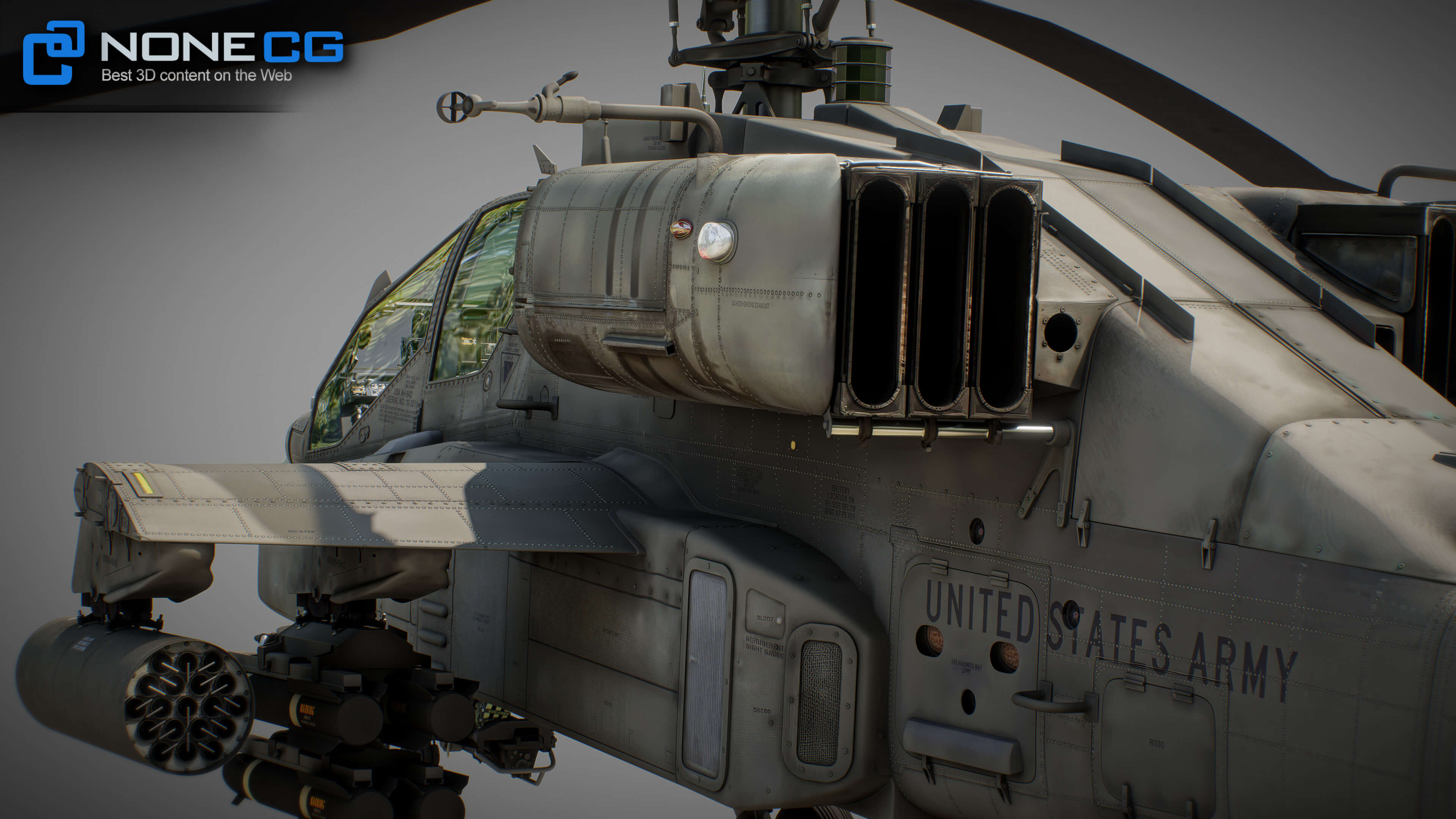 AH-64D Apache Longbow Helicopter With Cockpit 3D Model by NoneCG