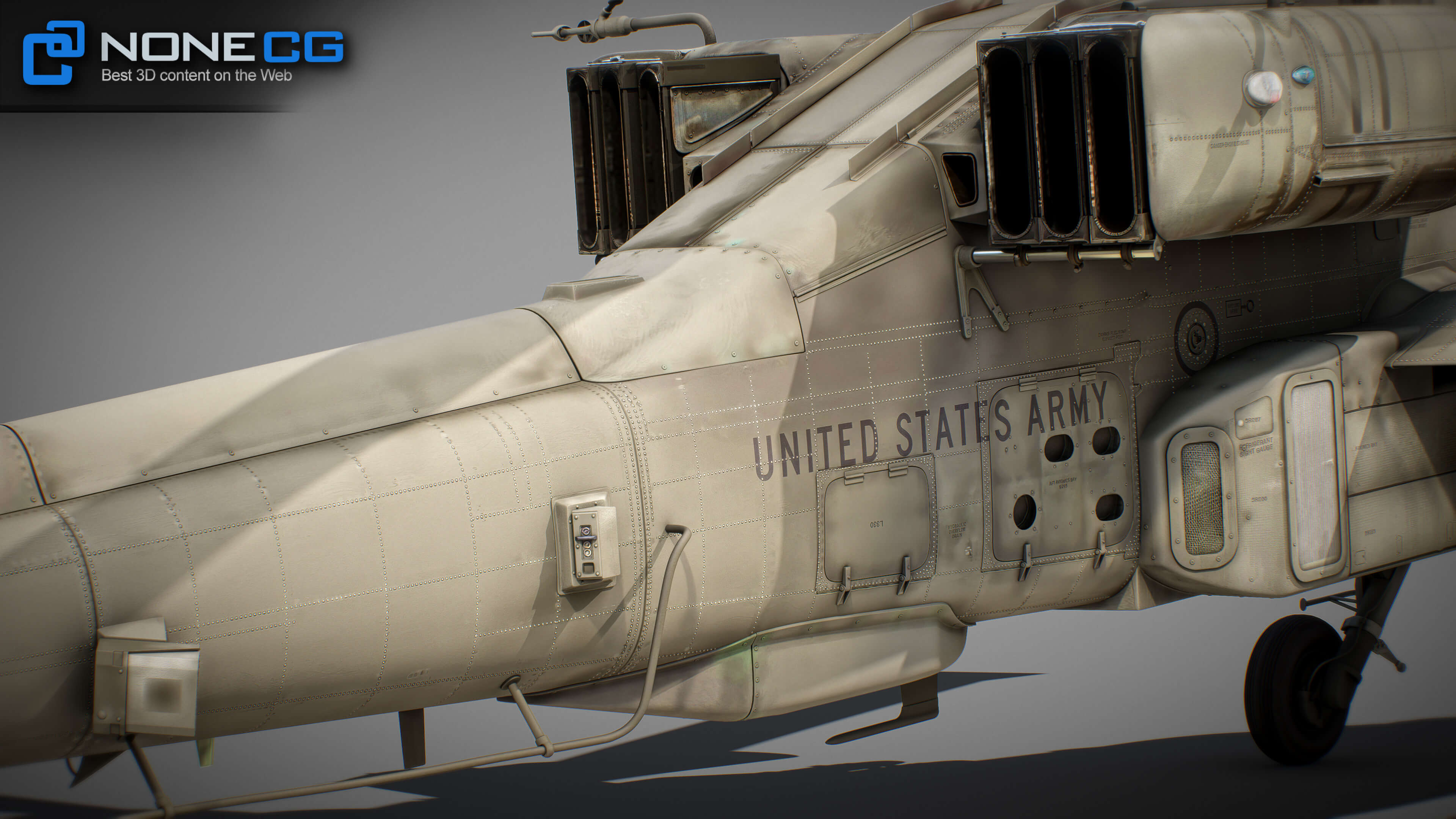 AH-64D Apache Longbow Helicopter With Cockpit 3D Model by NoneCG