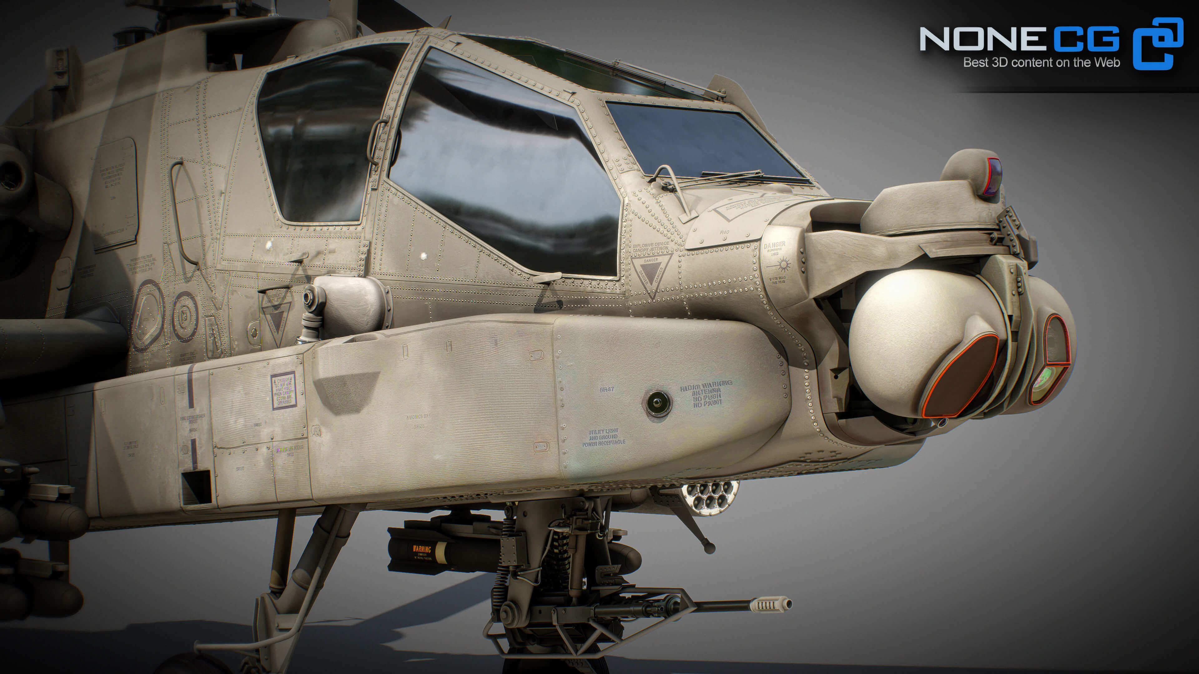 AH-64D Apache Longbow Helicopter 3D Model by NoneCG