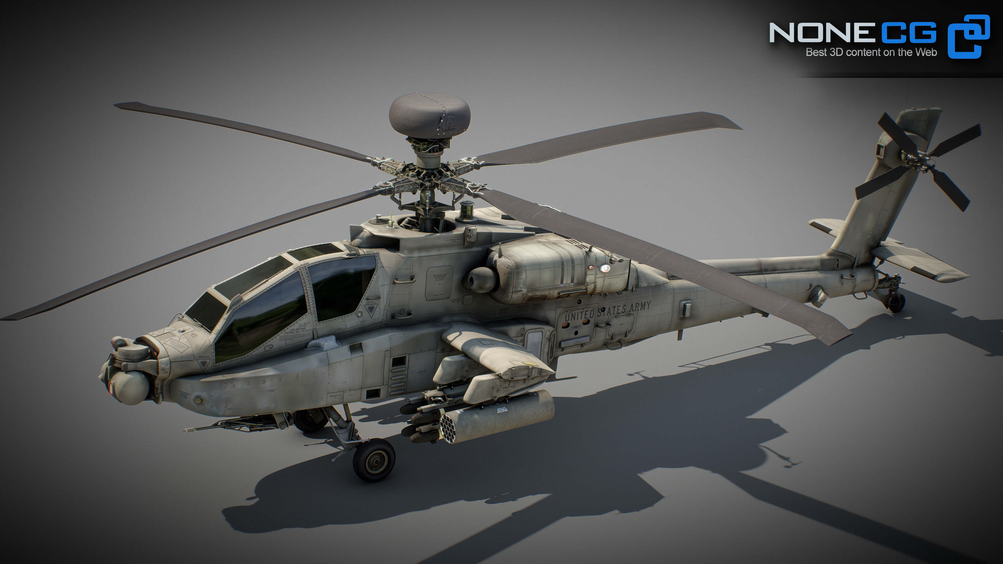AH-64D Apache Longbow Helicopter 3D Model by NoneCG