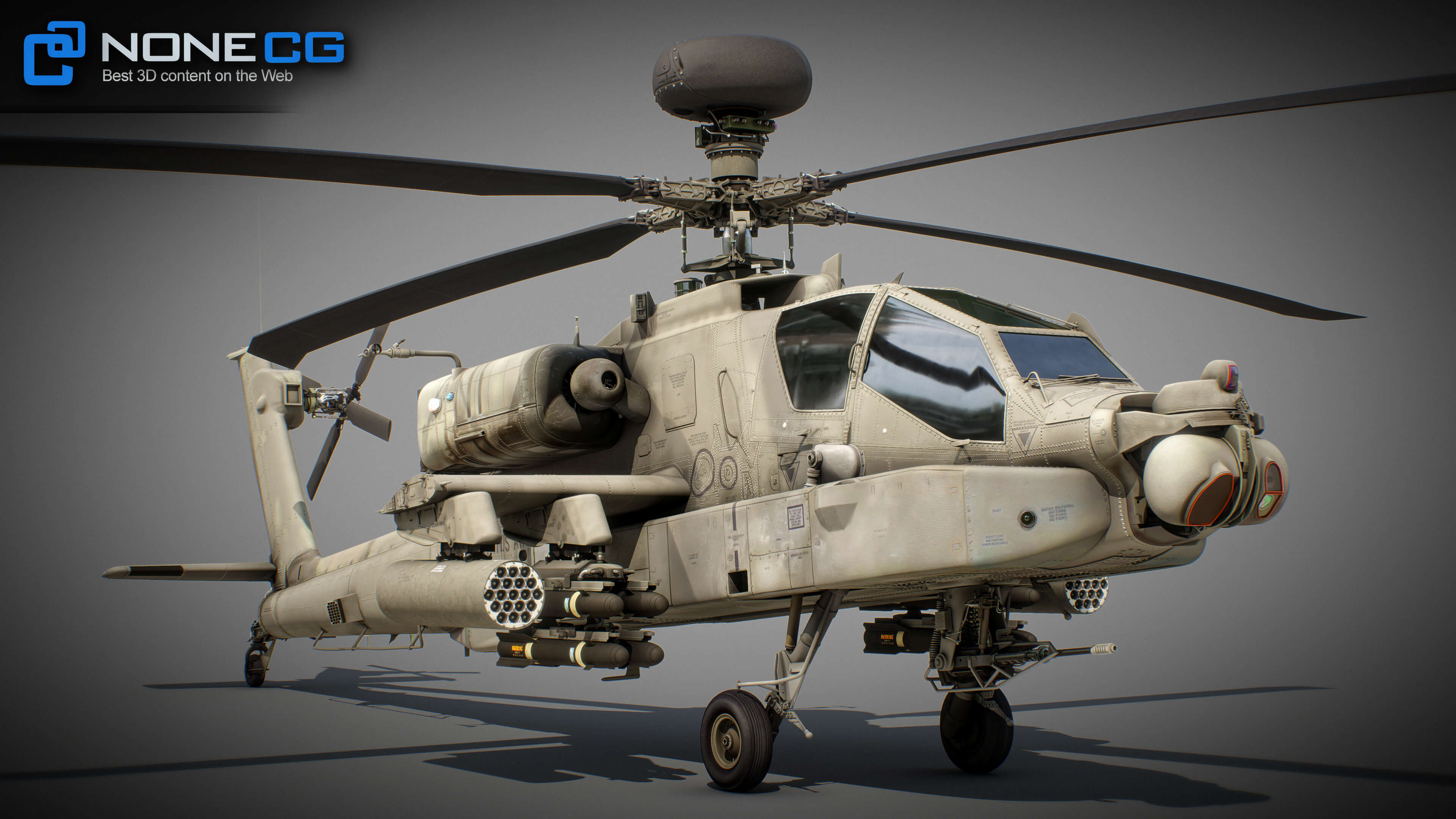 AH-64D Apache Longbow Helicopter 3D Model by NoneCG