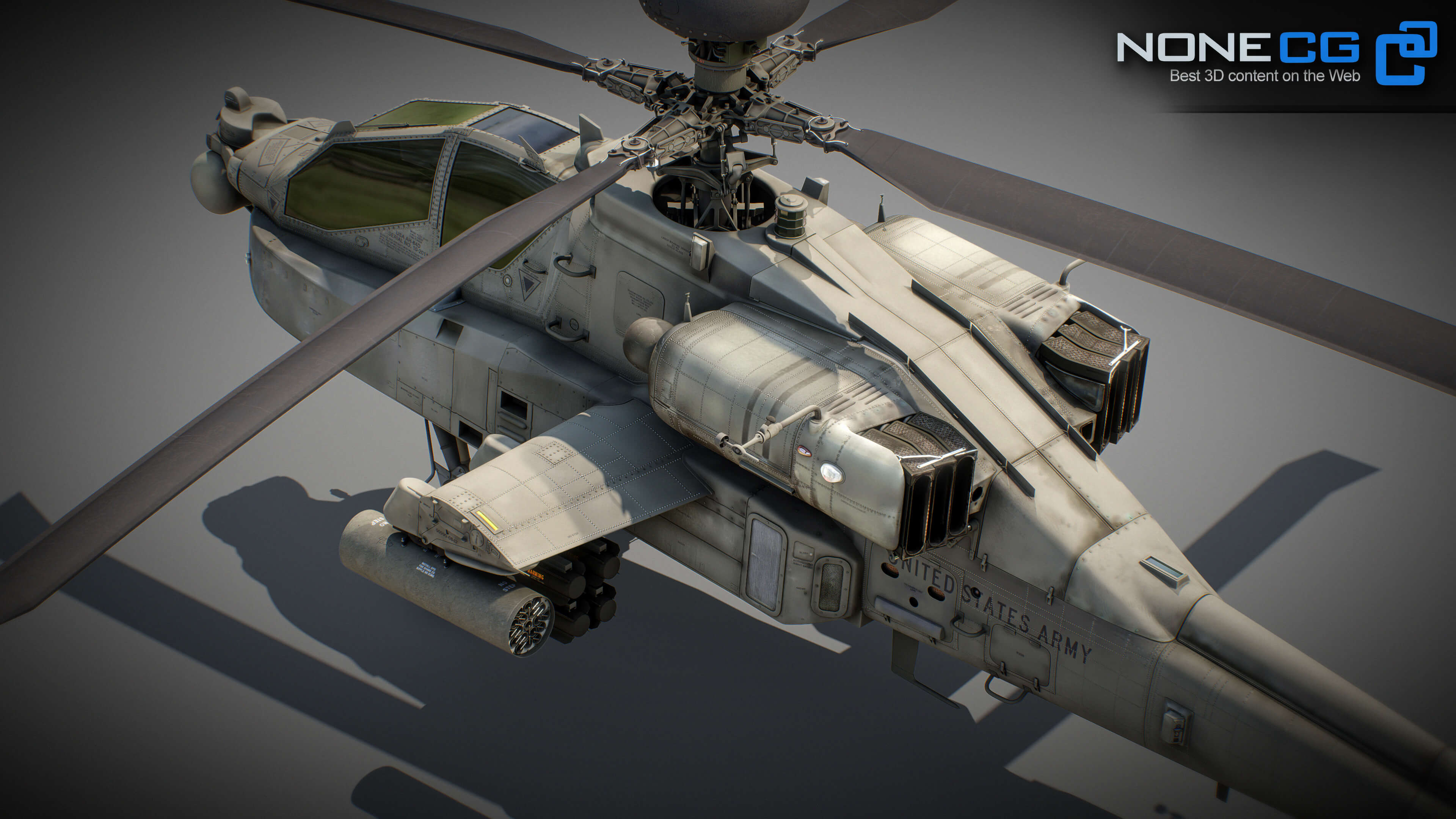 AH-64D Apache Longbow Helicopter 3D Model by NoneCG