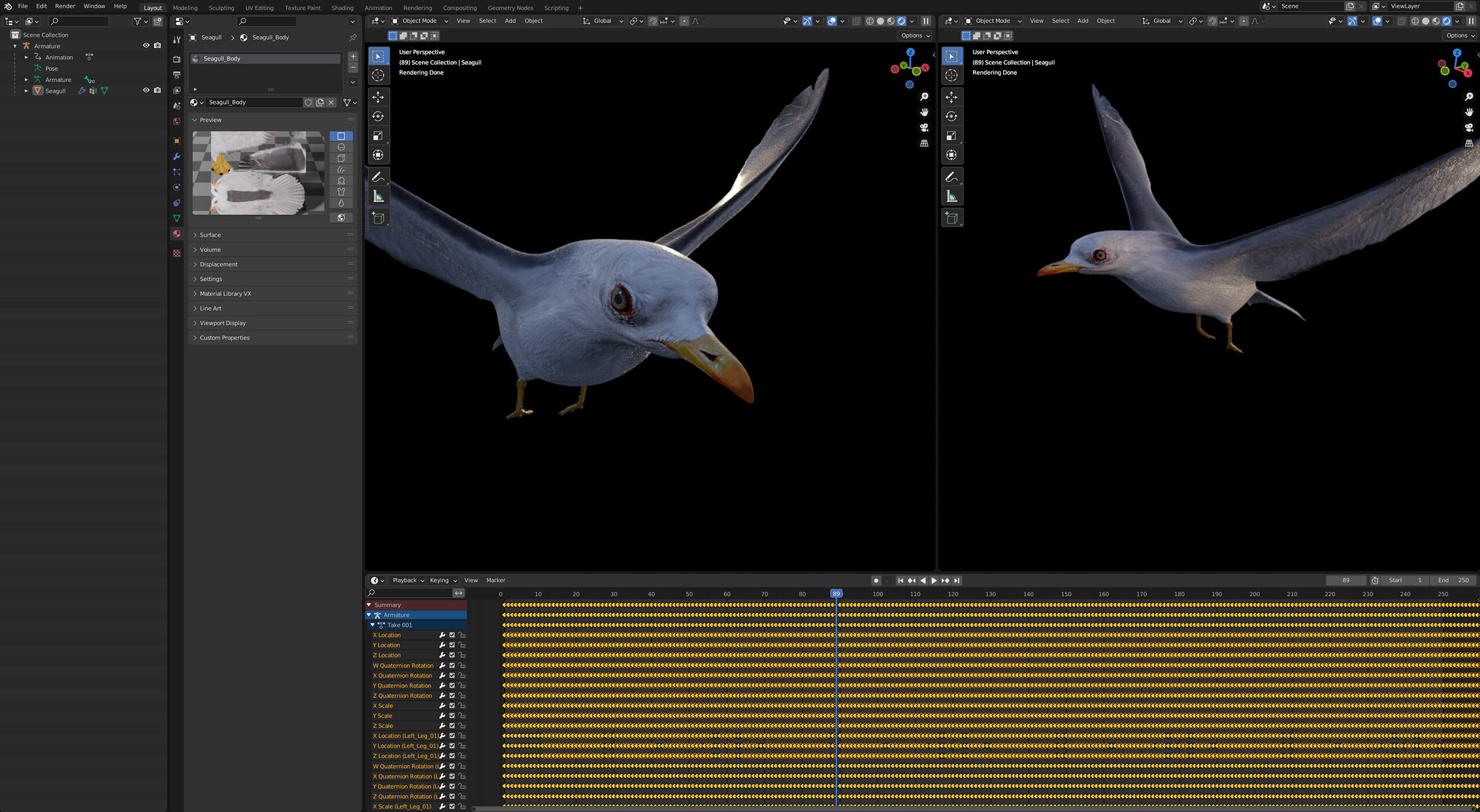 Animated Seagull - 3D Model by NoneCG
