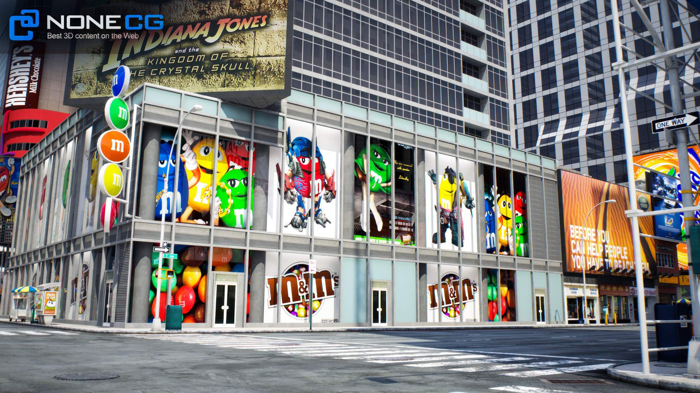 3D Times Square 3D Render, Digital Art by NoneCG