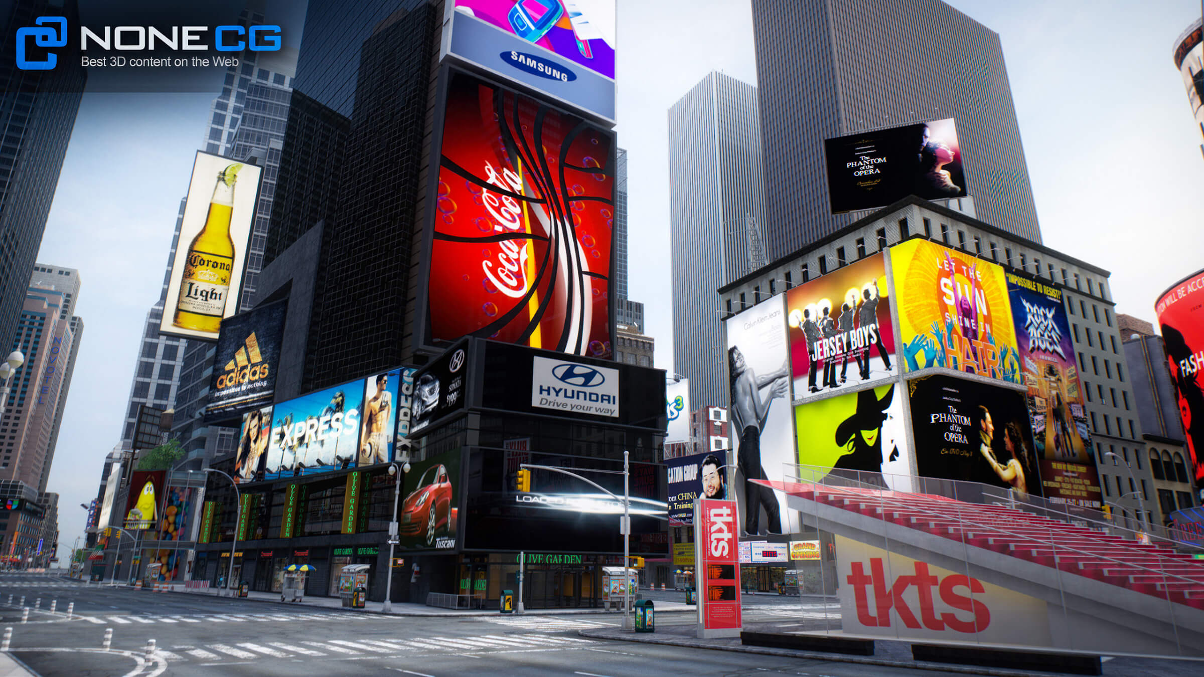 3D Times Square 3D Render, Digital Art by NoneCG