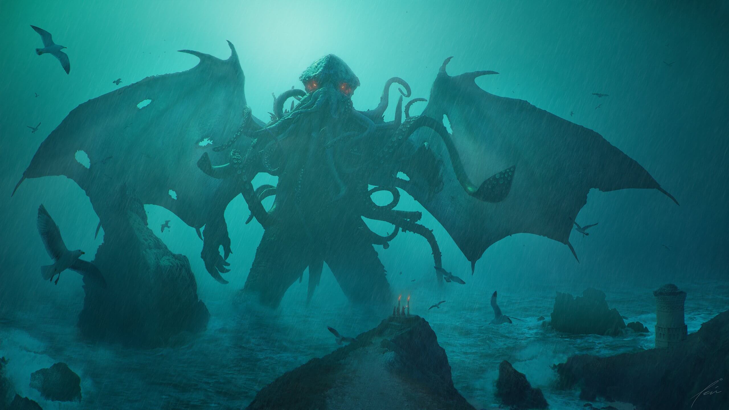 Cthulhu Rises 3D Render, Digital Art by NoneCG