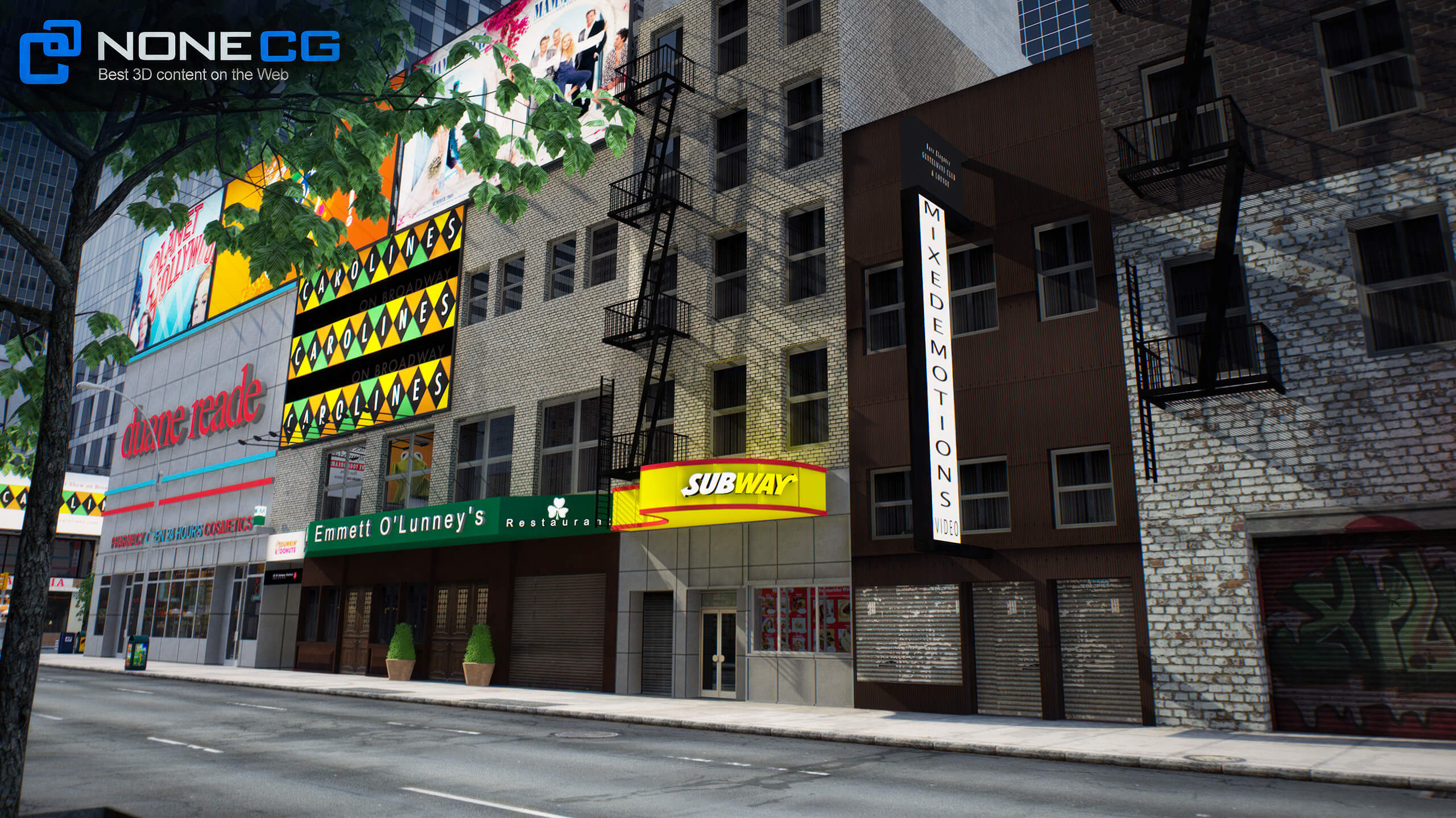 NYC Broadway - 7th Avenue Times Square 3D Model by NoneCG