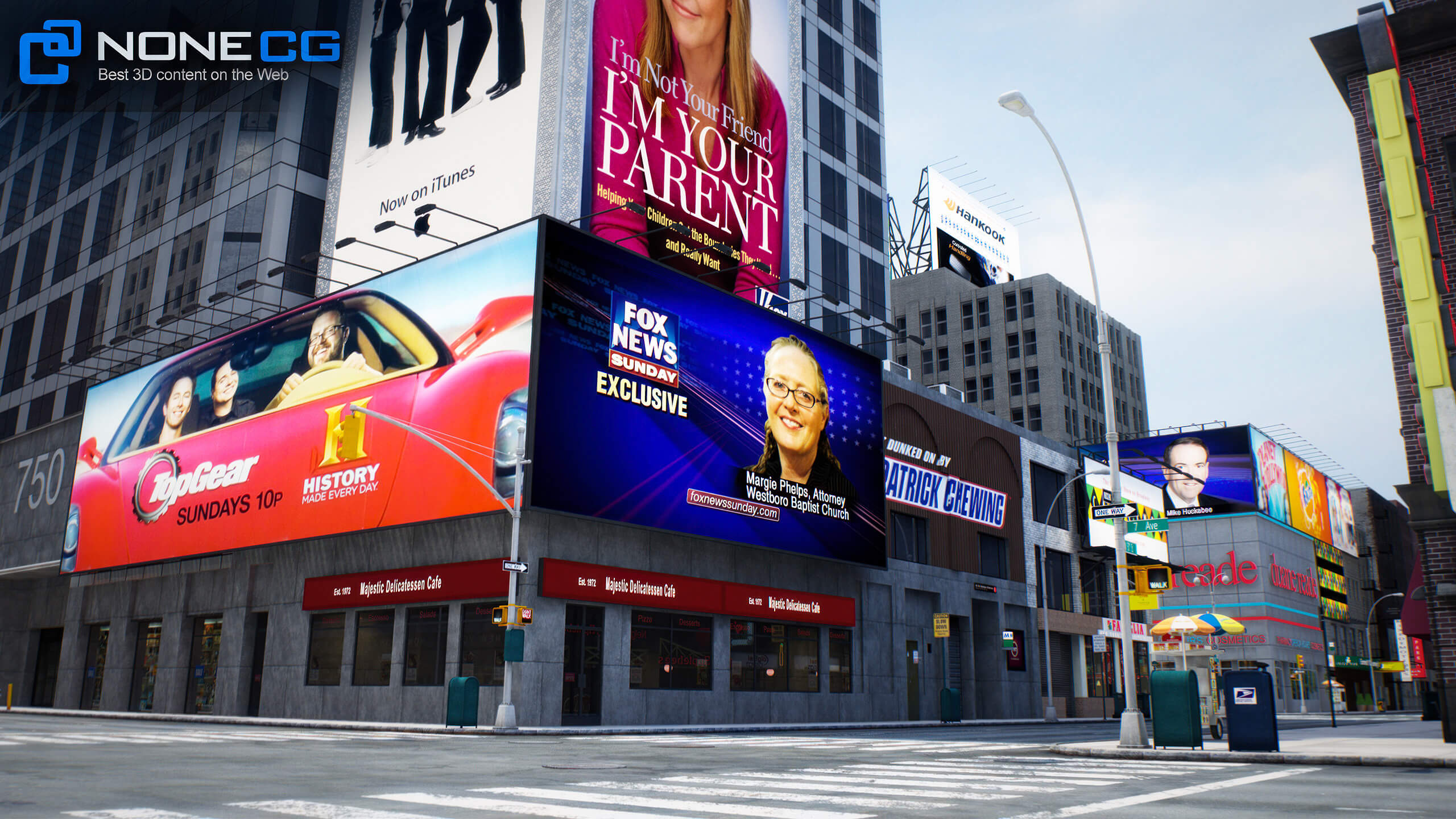 NYC Broadway - 7th Avenue Times Square 3D Model by NoneCG