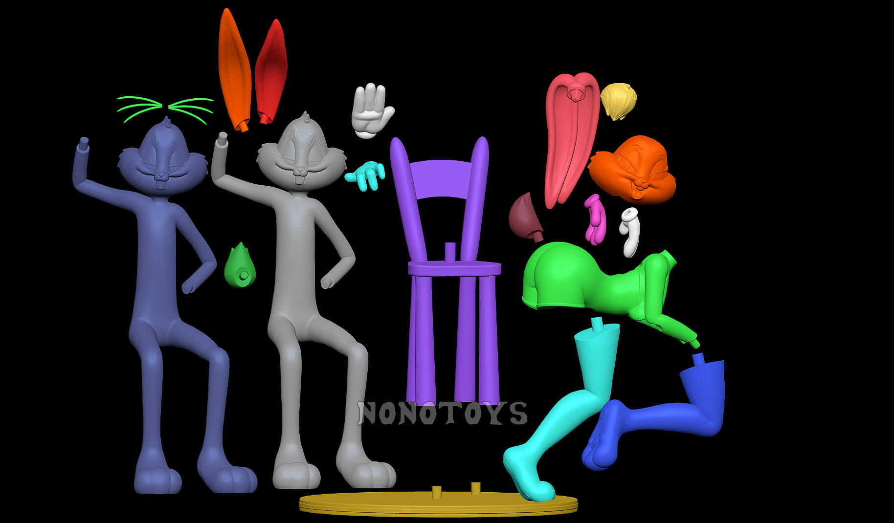 Bugs Spanking Lola - 3D Model by NoNoToys