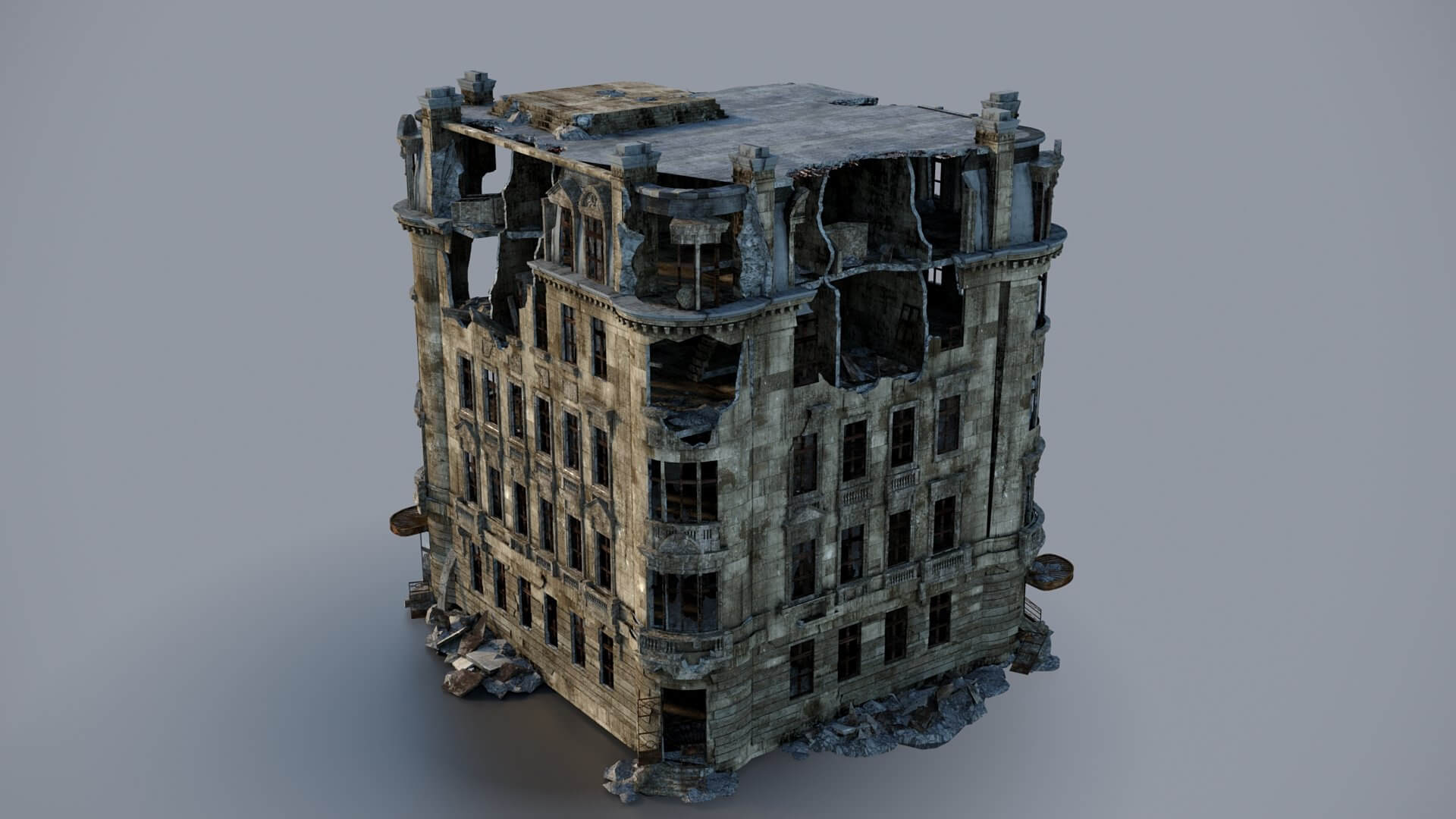Post Apocaliptic Building - 3D Model by norbert26