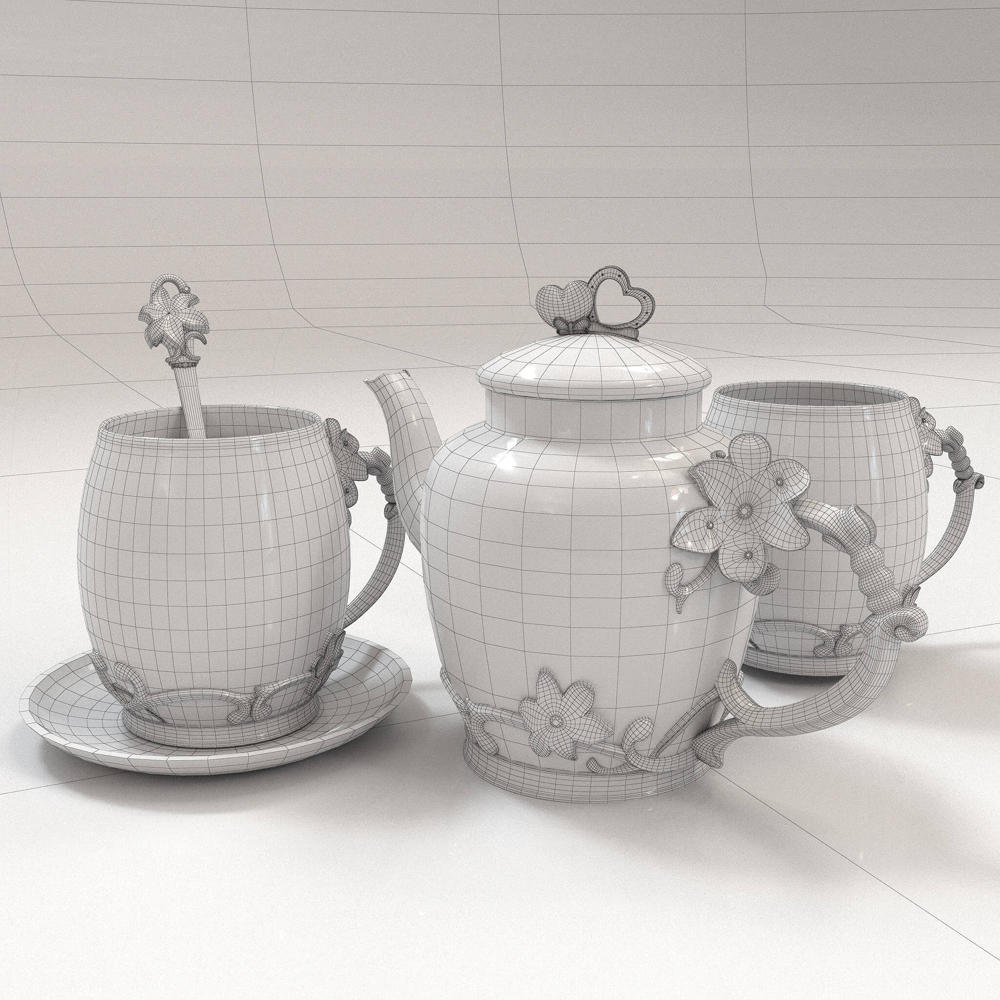 Handmade Tea Set 3D Model 3D Model by North2023