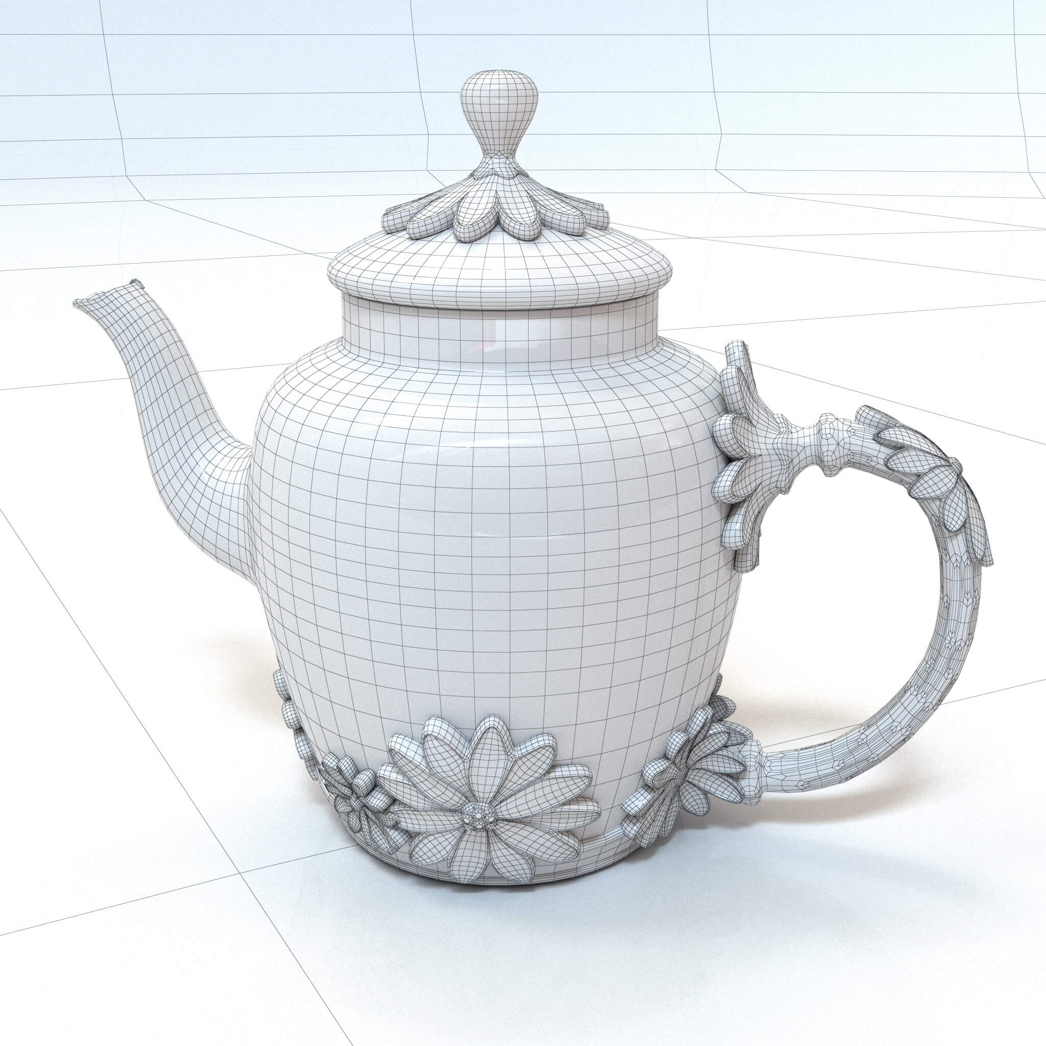 Handmade Tea Set With Cake 3D Model by North2023