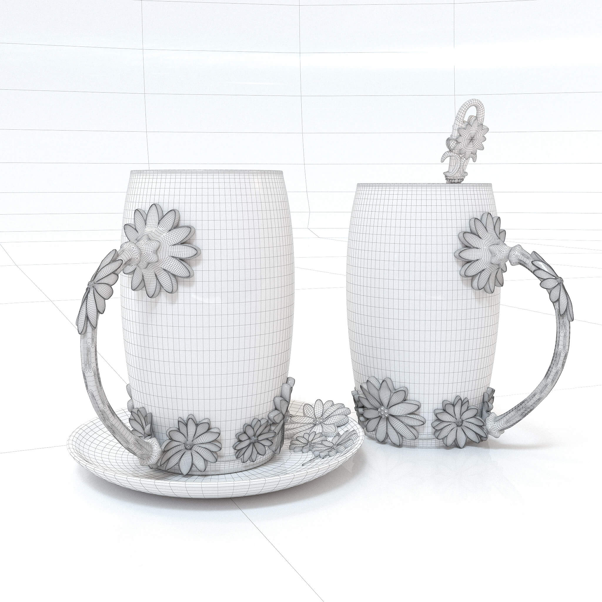 Handmade Tea Set With Carafe 3D Model by North2023