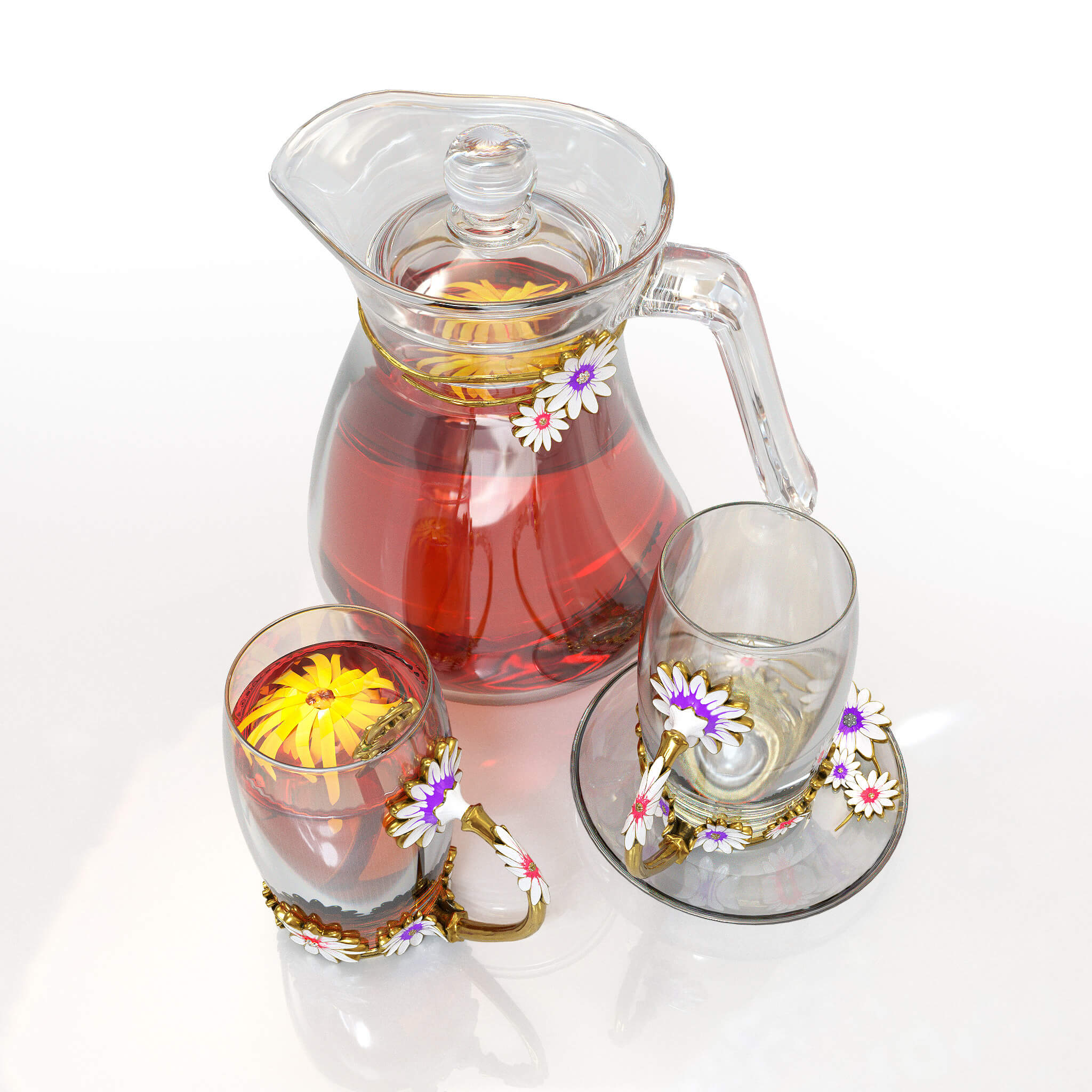 Handmade Tea Set With Carafe 3D Model by North2023