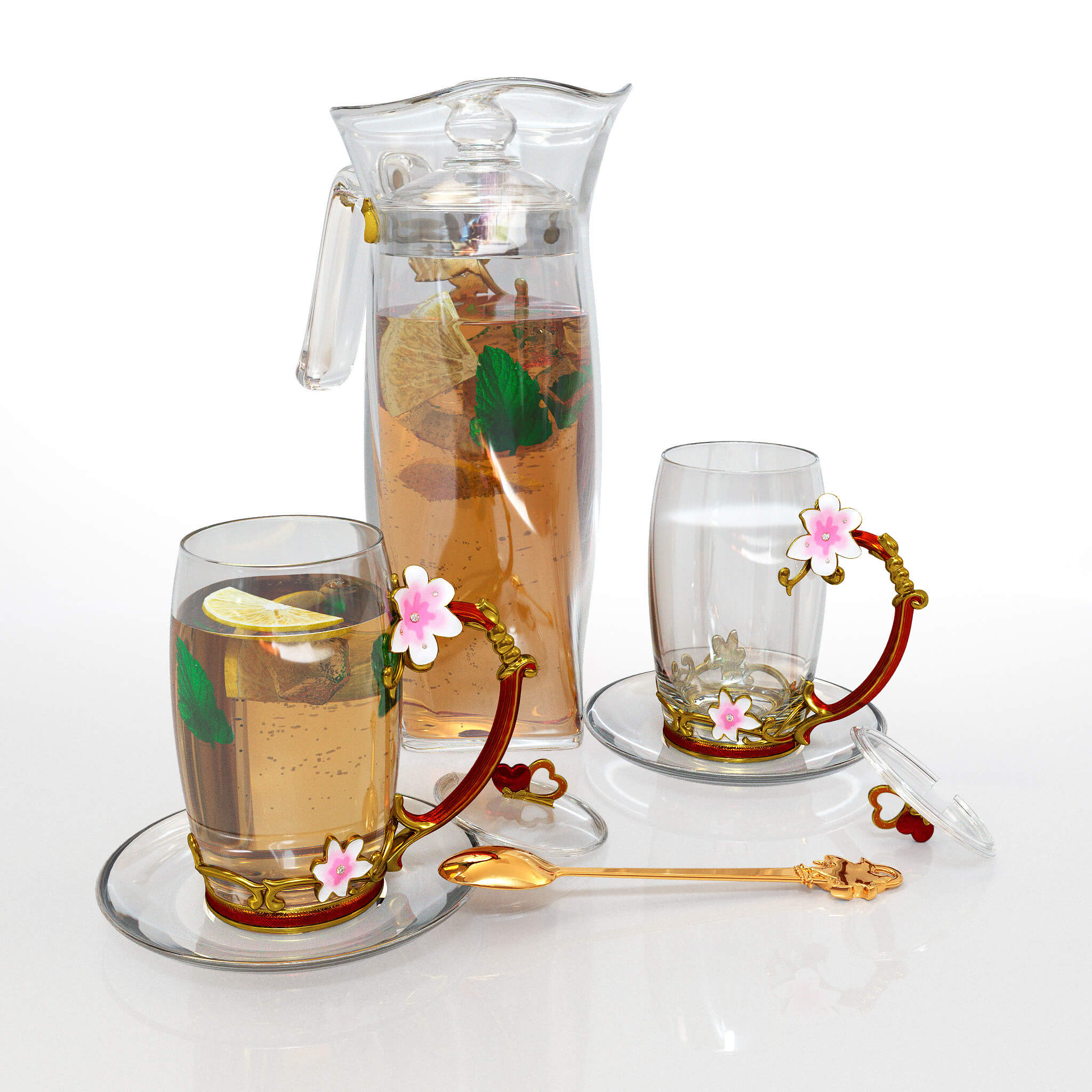 Handmade Tea Set With Carafe 3D Model by North2023