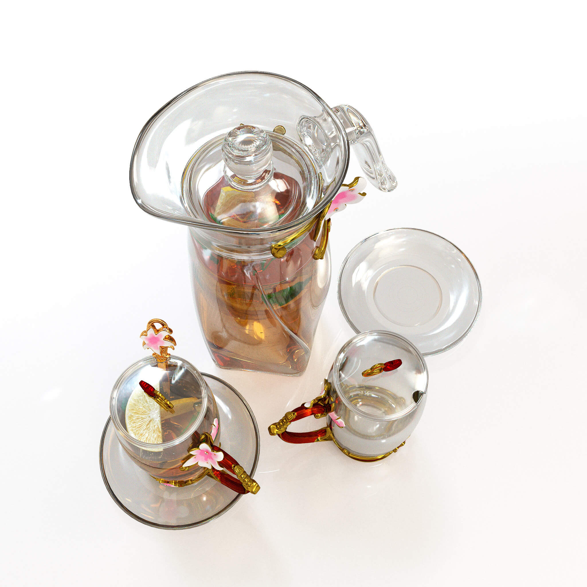 Handmade Tea Set With Carafe 3D Model by North2023