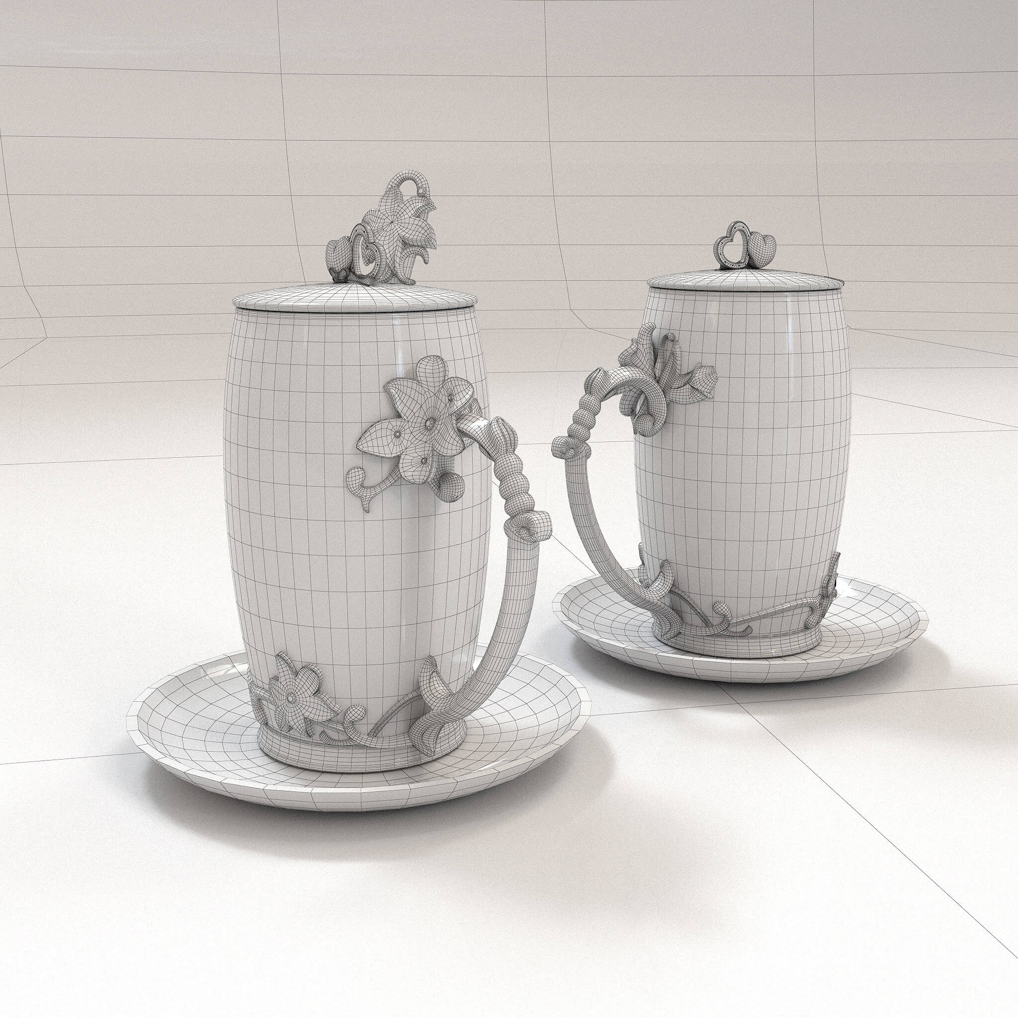 Handmade Tea Set With Carafe 3D Model by North2023