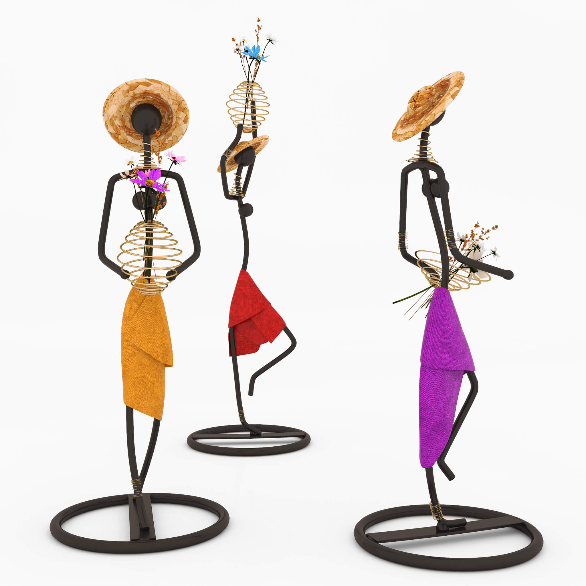 Statuettes of Ladies With Bouquets of Flowers 3D Model by North2023