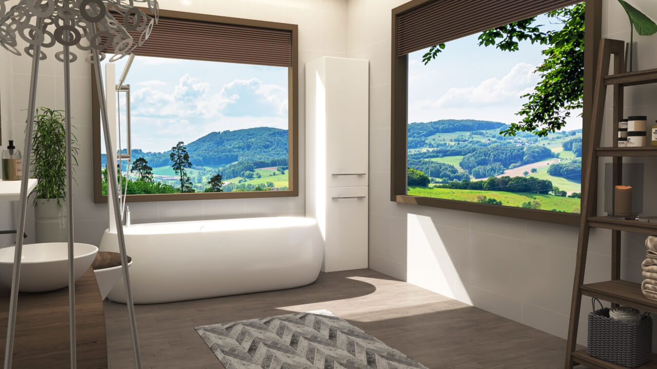 Captivating 3D Bathroom Design With a View and Window by nsr_sh06
