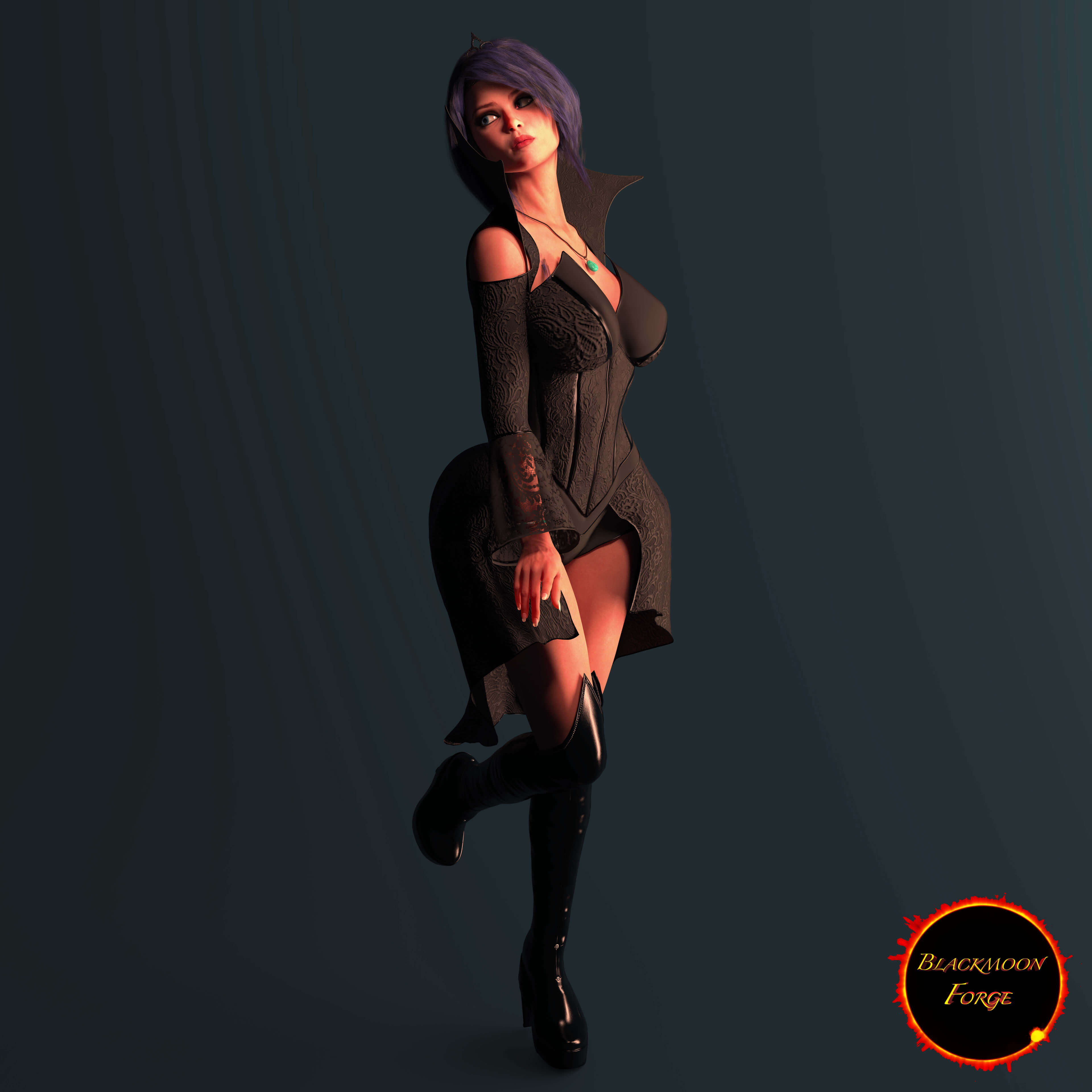 Evelyn Posing as a Dark Princess 3D Render, Digital Art by Nunzio