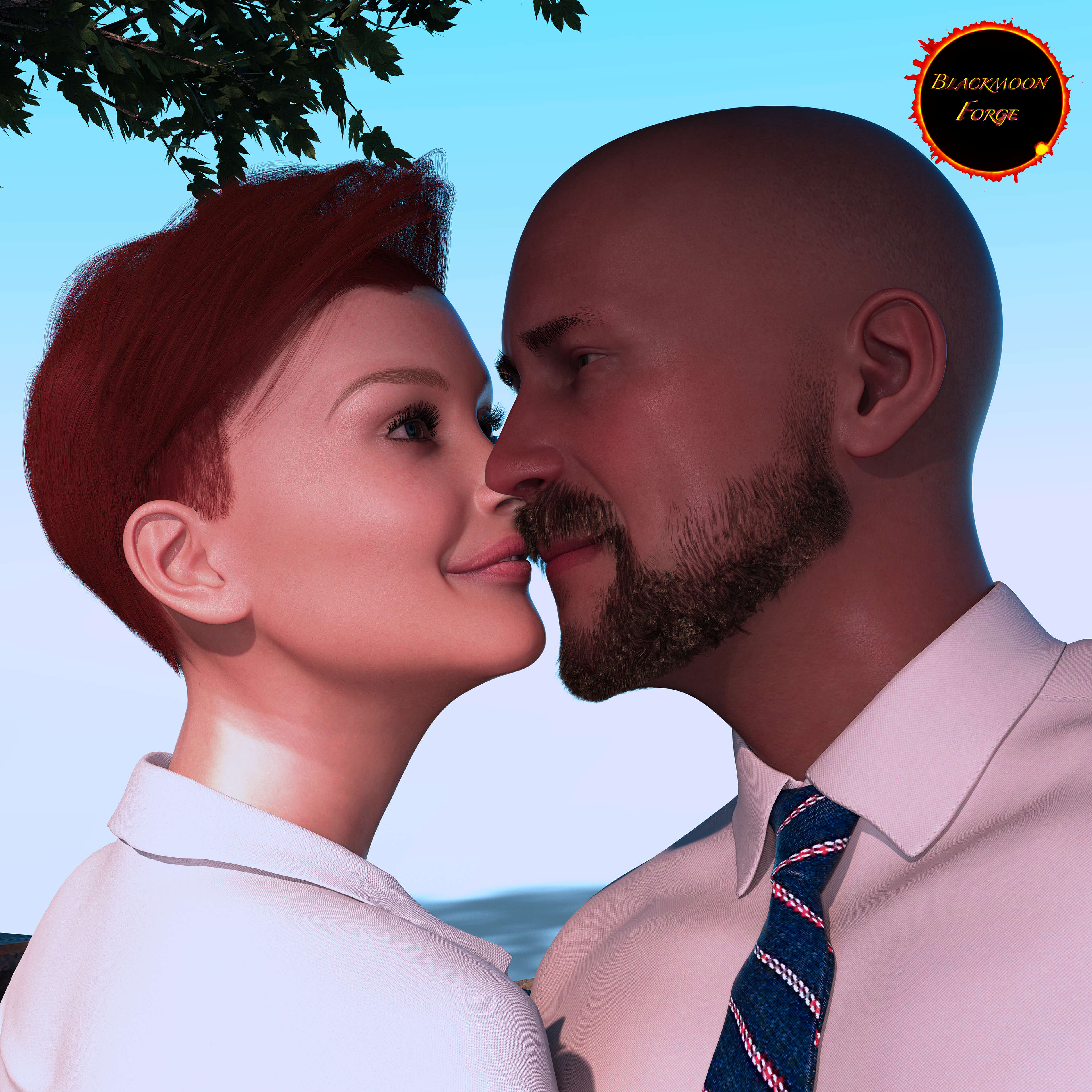 Scarlett Posing with her Dad 3D Render, Digital Art by Nunzio