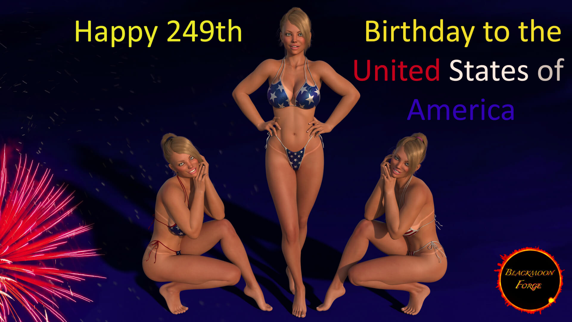 Triplets Celebrating the 4th by Nunzio | RenderHub Wallpapers