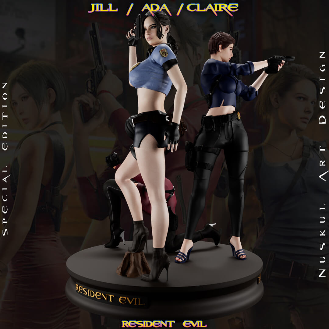 Ada Wong - Claire Redfield - Jill Valentine - Resident Evil 3D Model by Nuskul Art