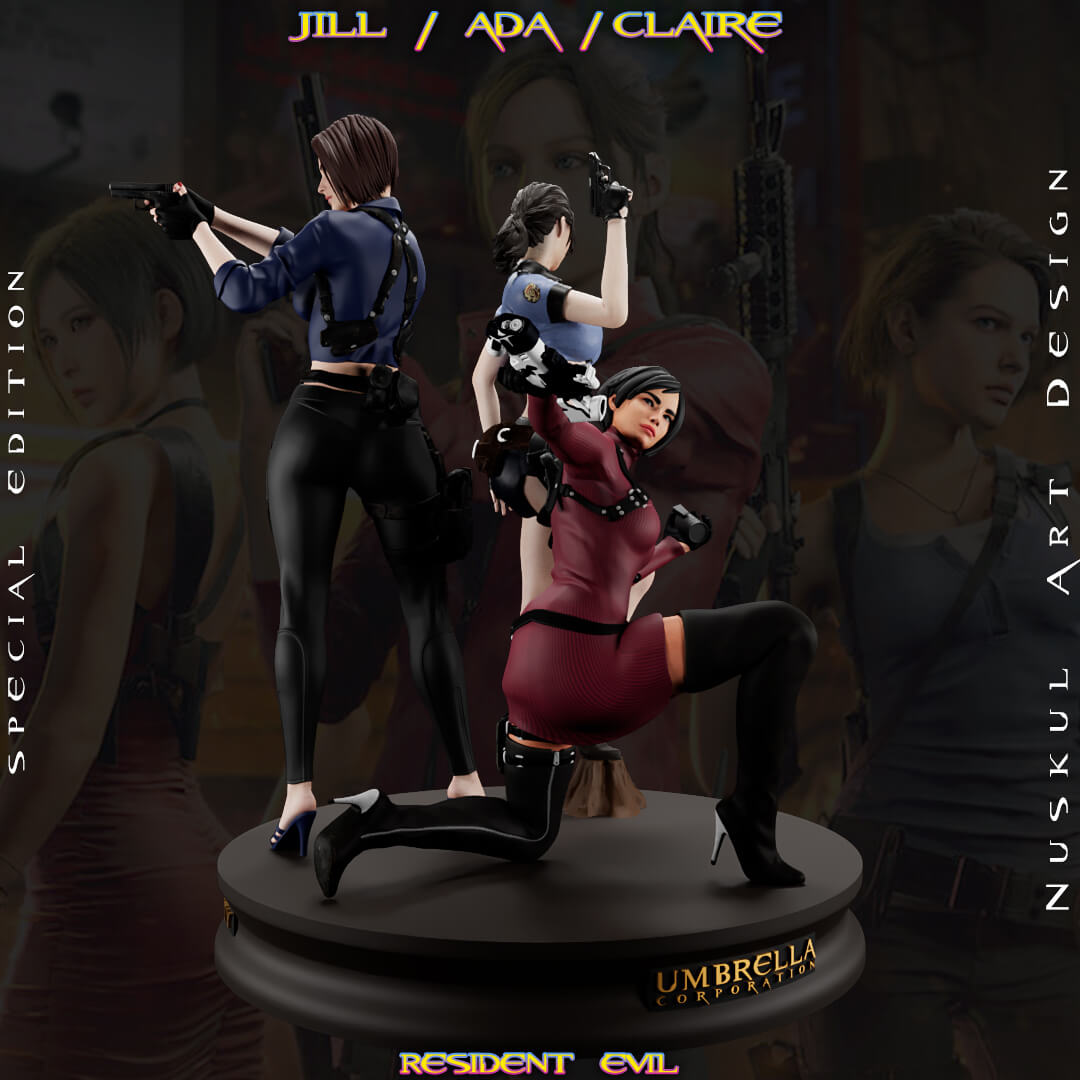 Ada Wong - Claire Redfield - Jill Valentine - Resident Evil 3D Model by Nuskul Art