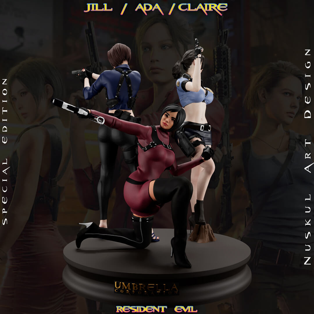 Ada Wong - Claire Redfield - Jill Valentine - Resident Evil 3D Model by Nuskul Art