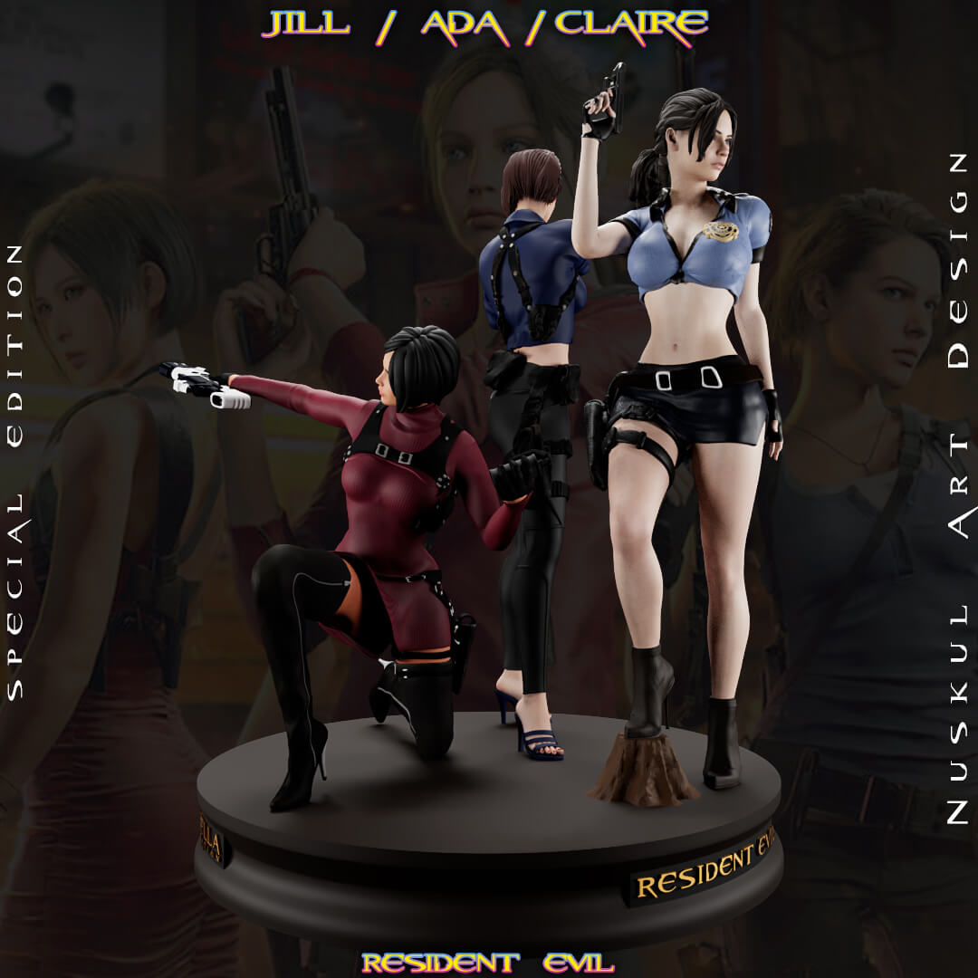 Ada Wong - Claire Redfield - Jill Valentine - Resident Evil 3D Model by Nuskul Art