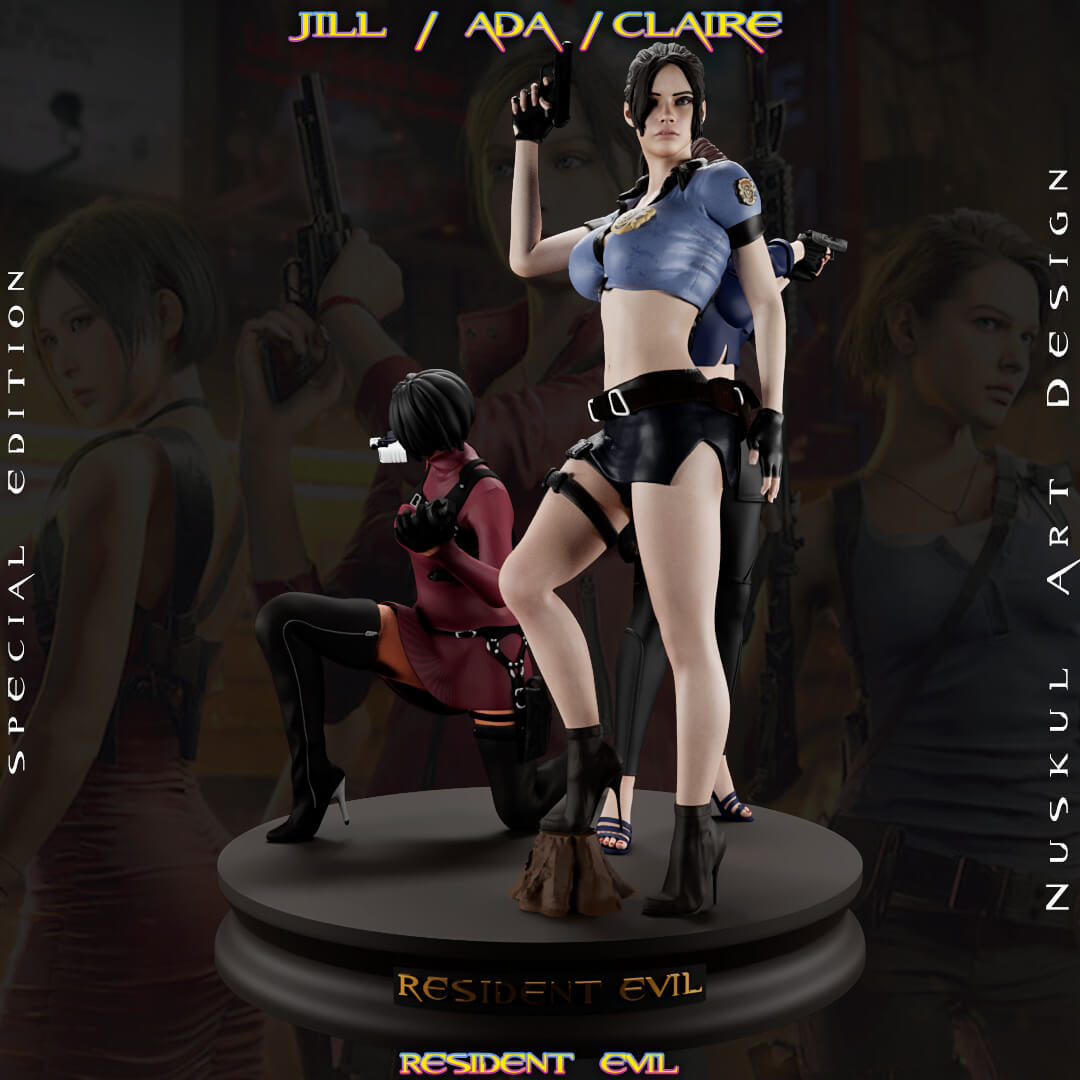 Ada Wong - Claire Redfield - Jill Valentine - Resident Evil 3D Model by Nuskul Art