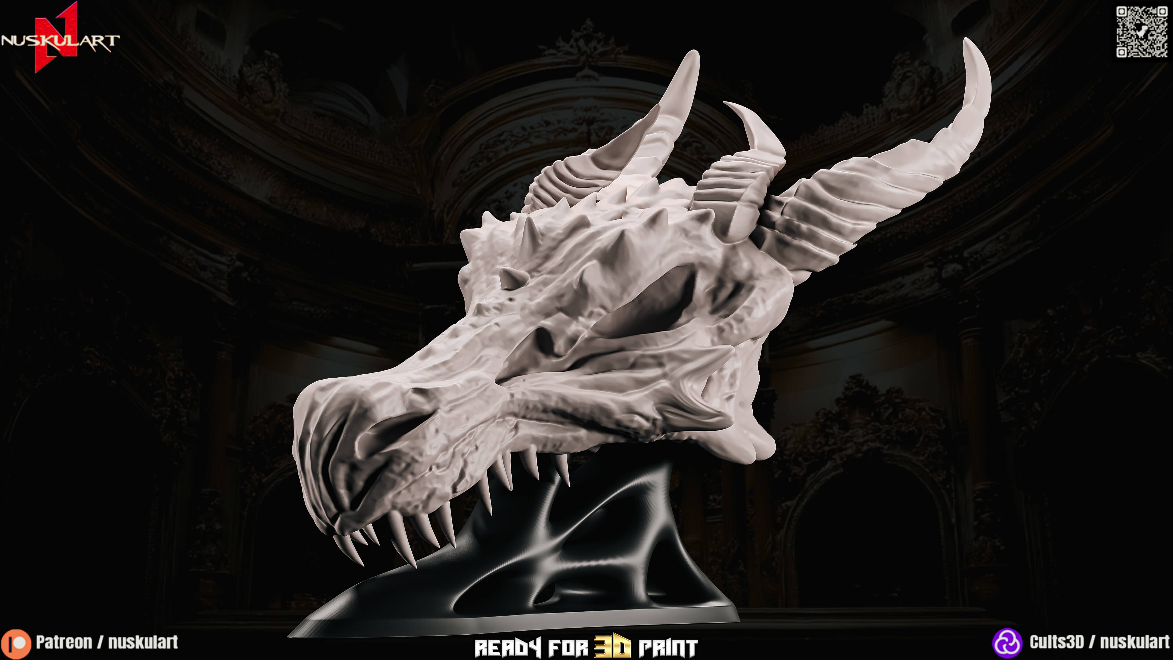 Dragon Skull Decor with Holder 3D Printing STL by Nuskul Art