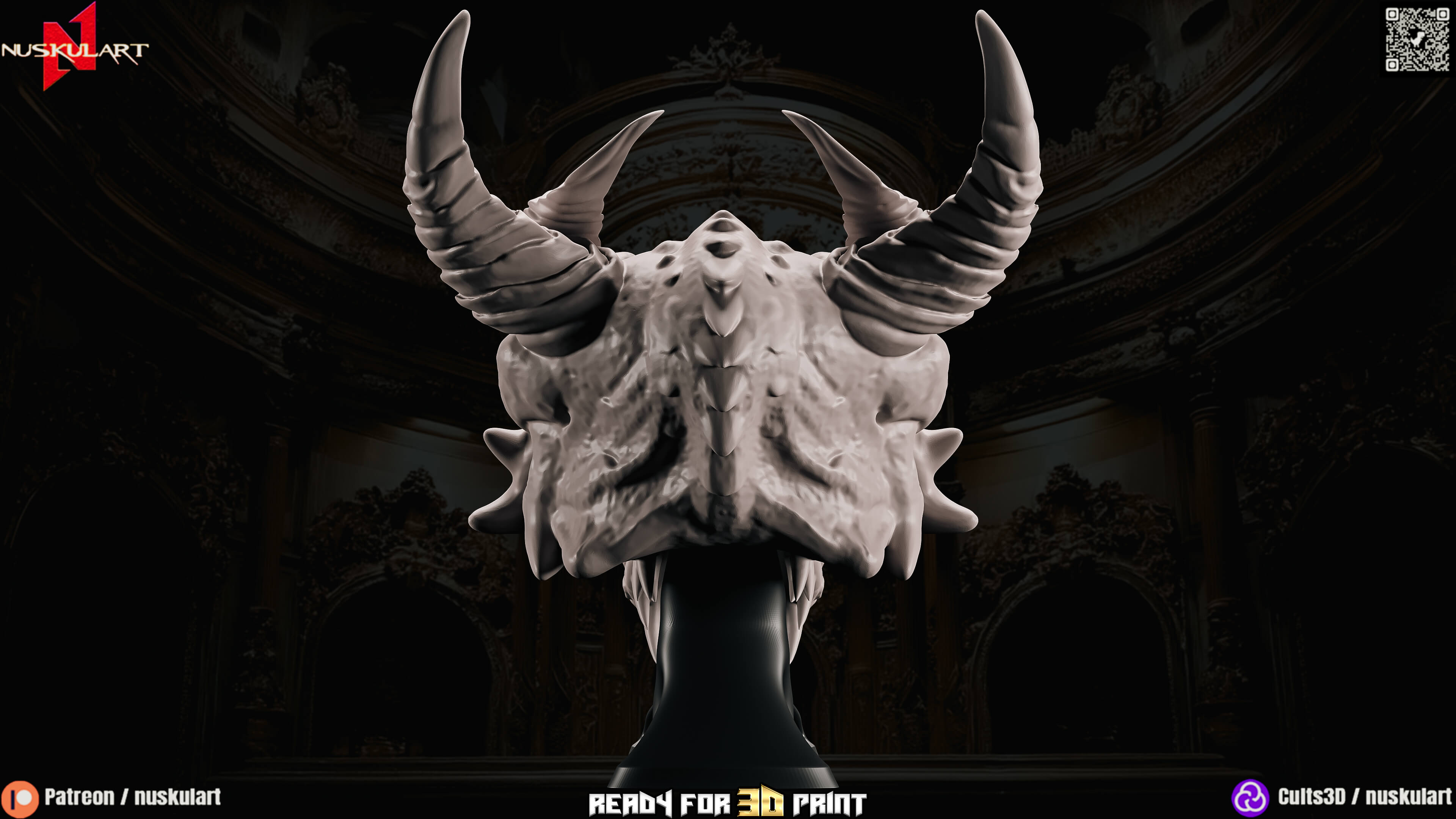 Dragon Skull Decor with Holder 3D Printing STL by Nuskul Art