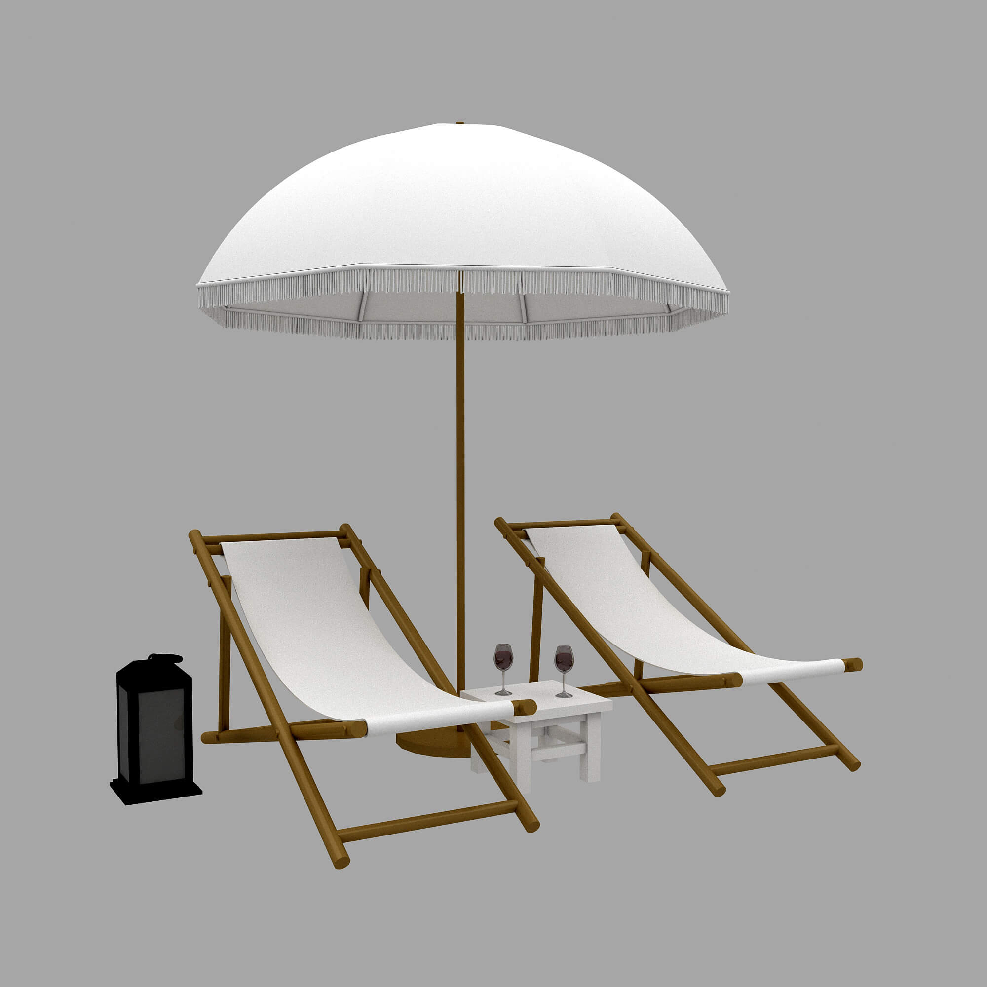 Bohemian Sunbed and Umbrella - 3D Model by nvere