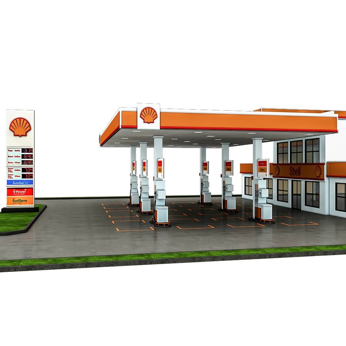 Shell Gas Station - 3D Model by nvere