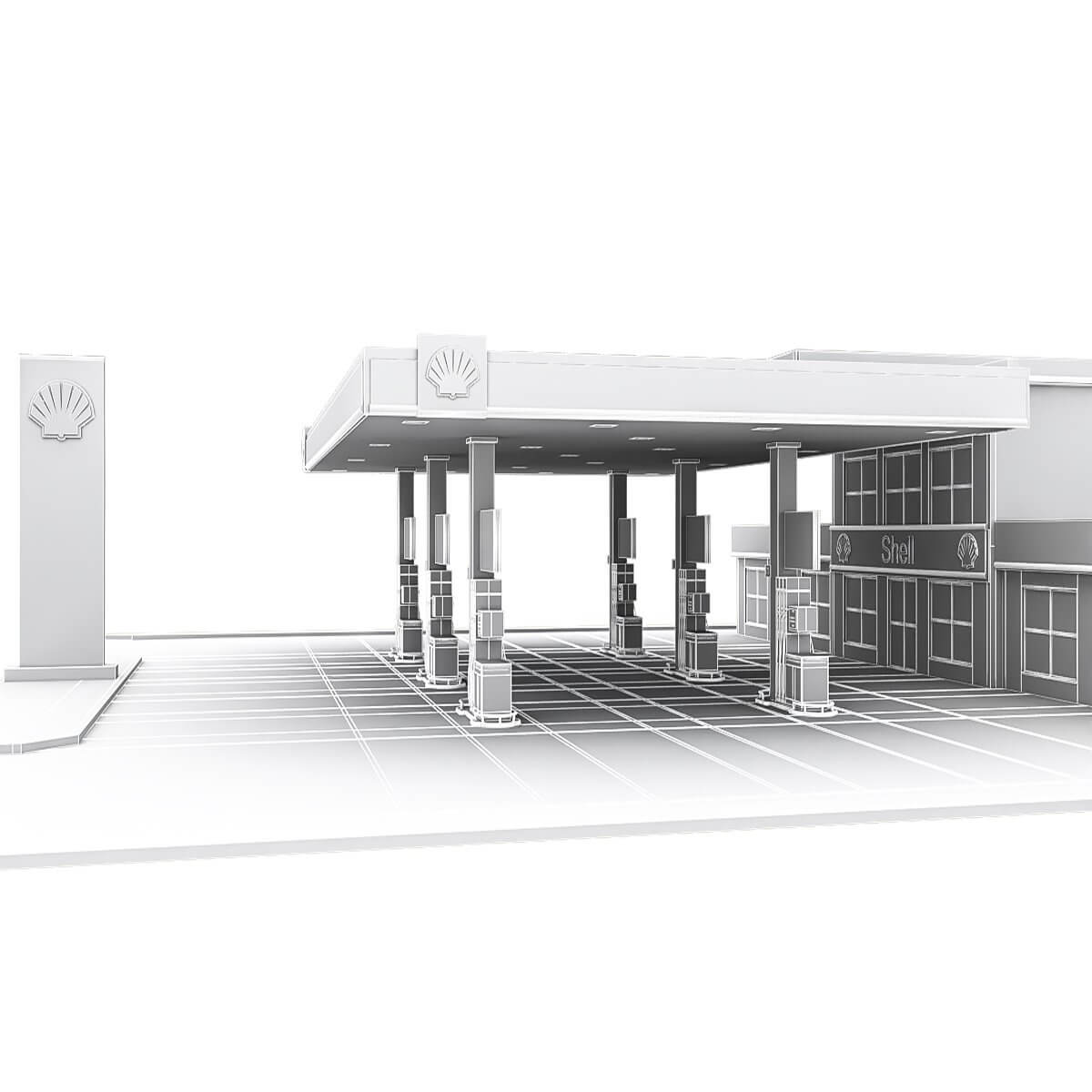 Shell Gas Station - 3D Model by nvere
