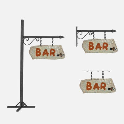 Old Stone Bar Sign 02 - 3D Model by nvere