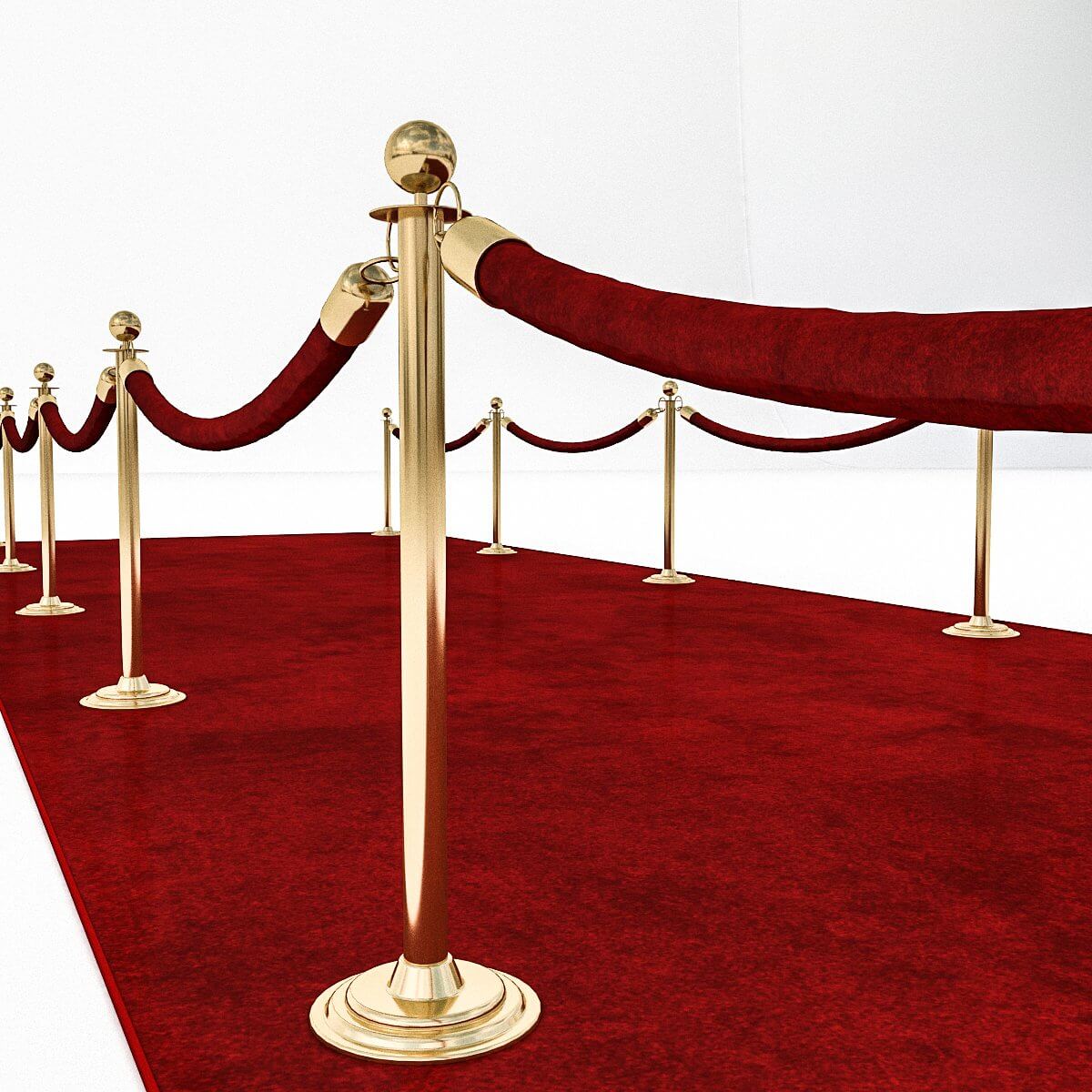 Red Carpet with Velvet Ropes - 3D Model by nvere