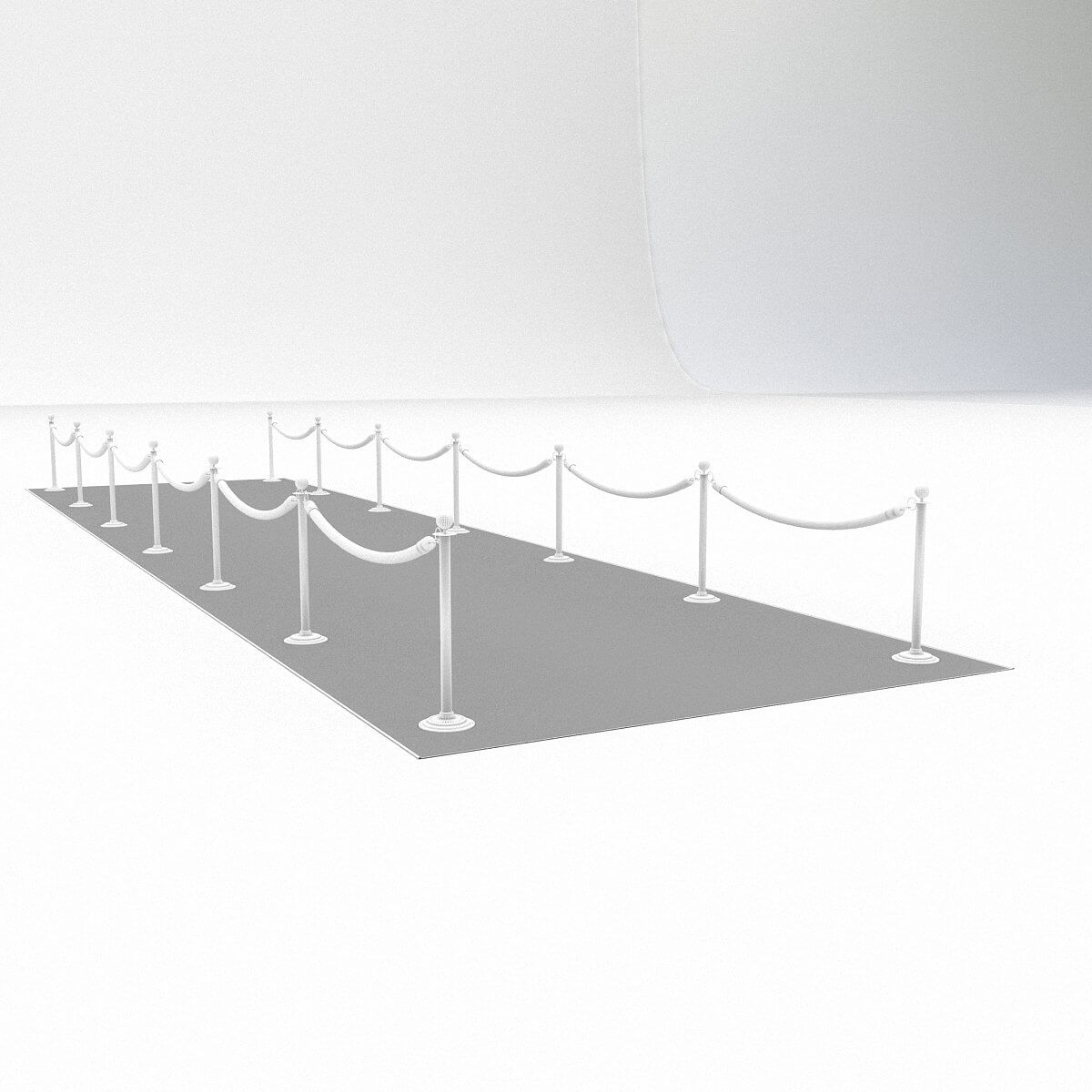 Red Carpet with Velvet Ropes - 3D Model by nvere