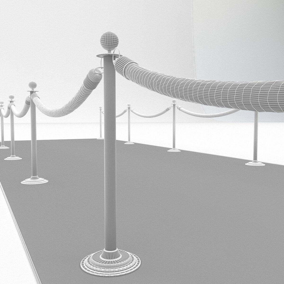 Red Carpet with Velvet Ropes - 3D Model by nvere