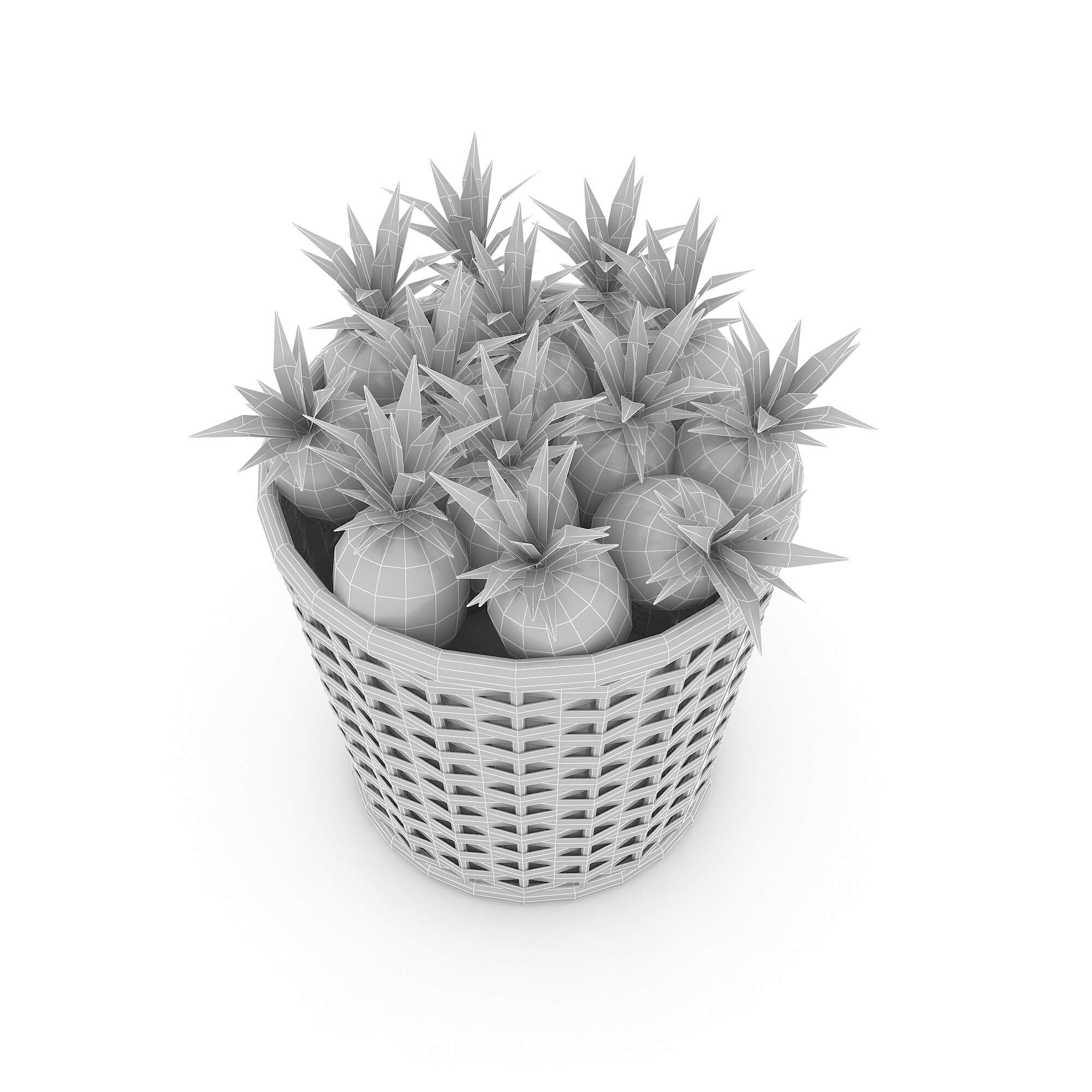 Basket of Ananas - 3D Model by nvere