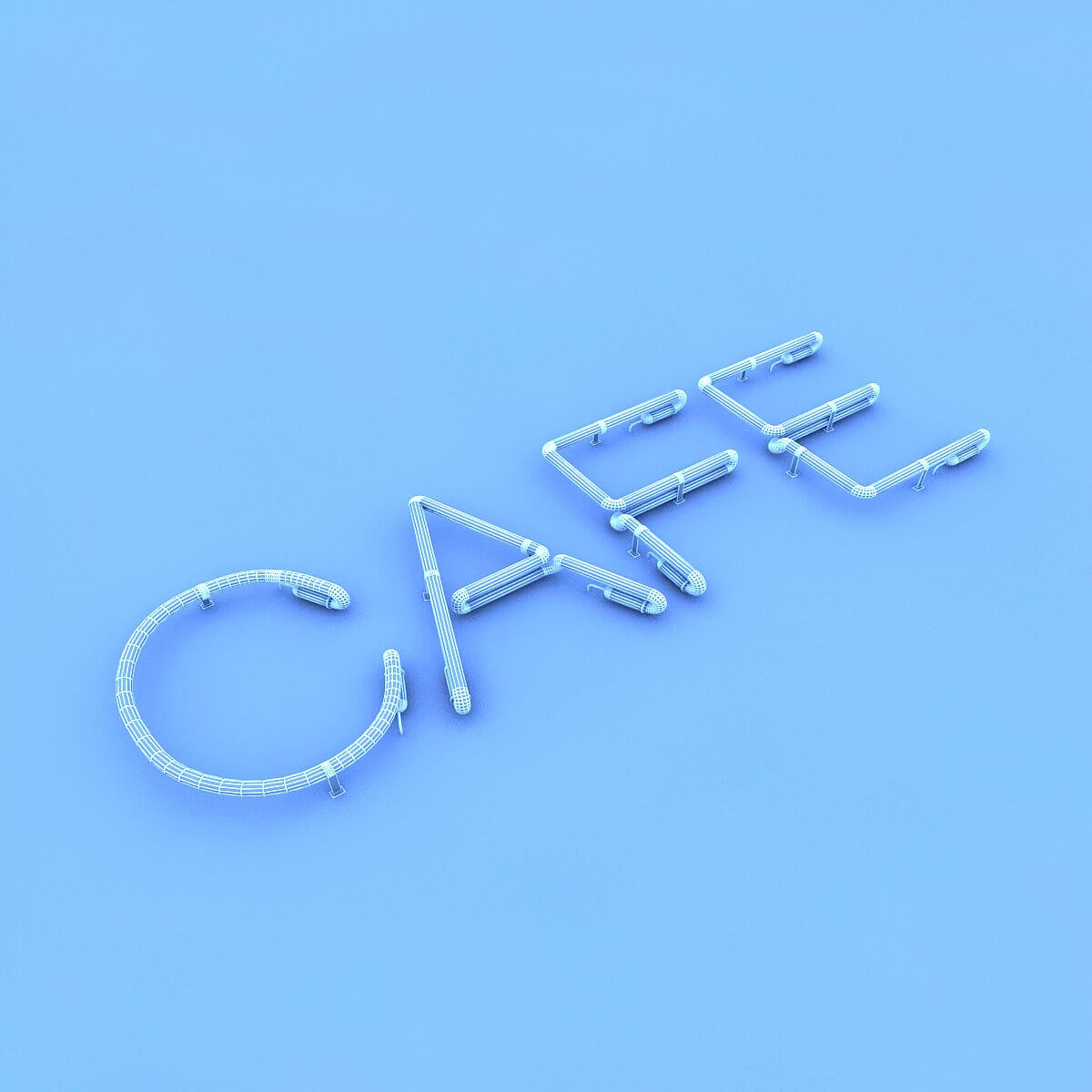Cafe Neon Sign - 3D Model by nvere