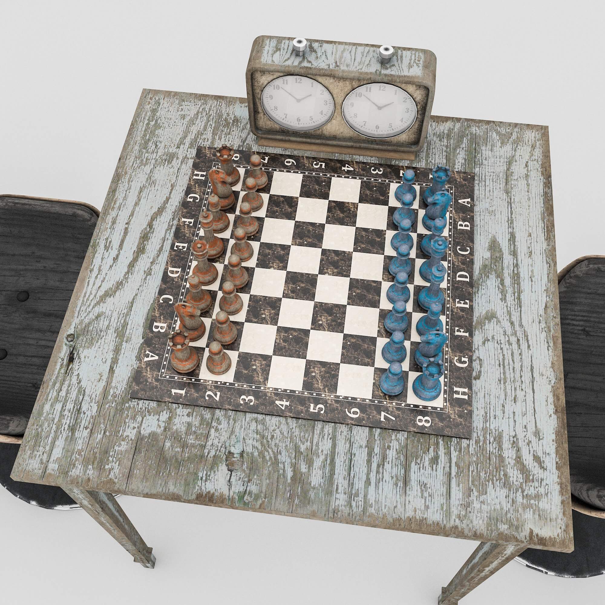 Chess Set and Table Chair - 3D Model by nvere