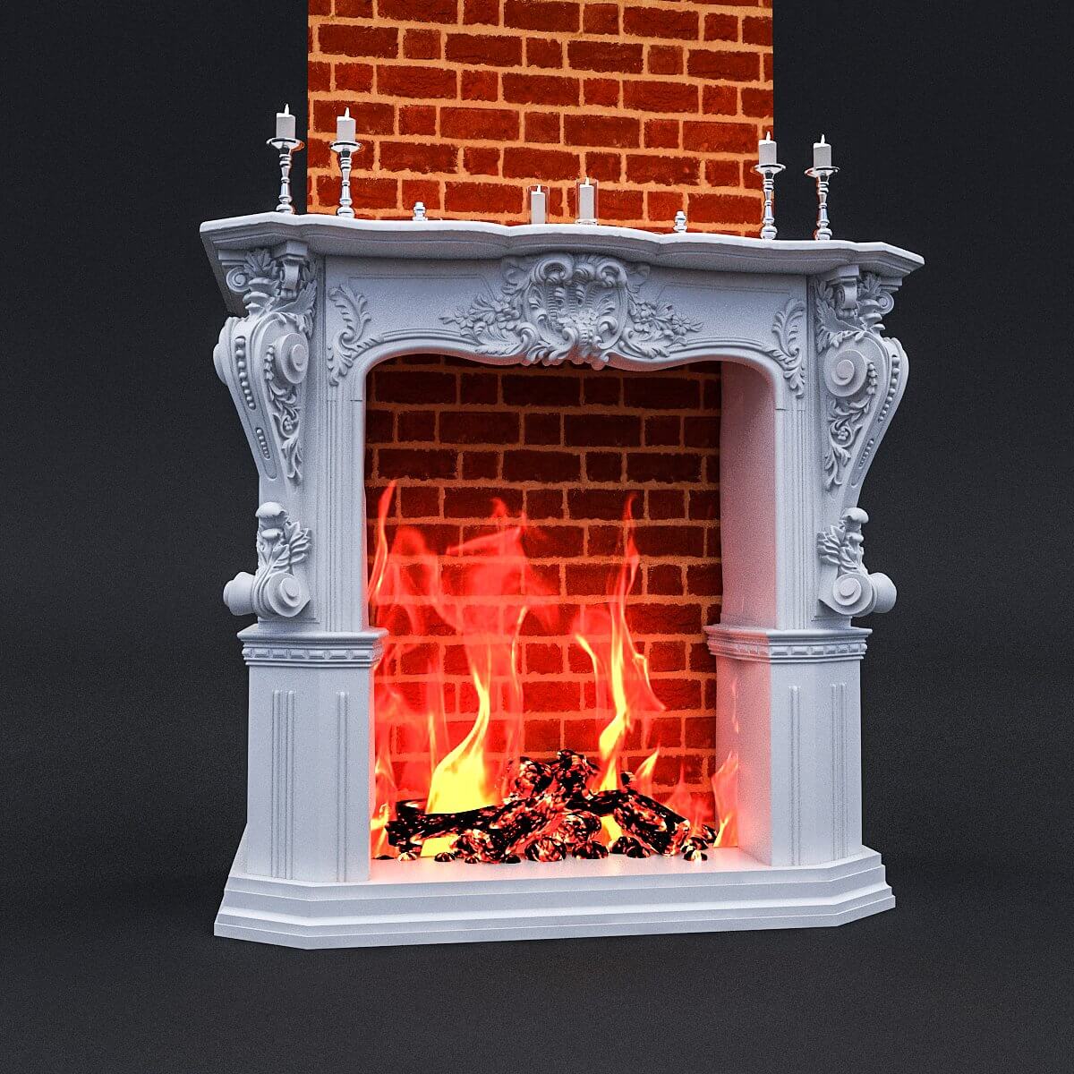 Classic Fireplace - 3D Model by nvere