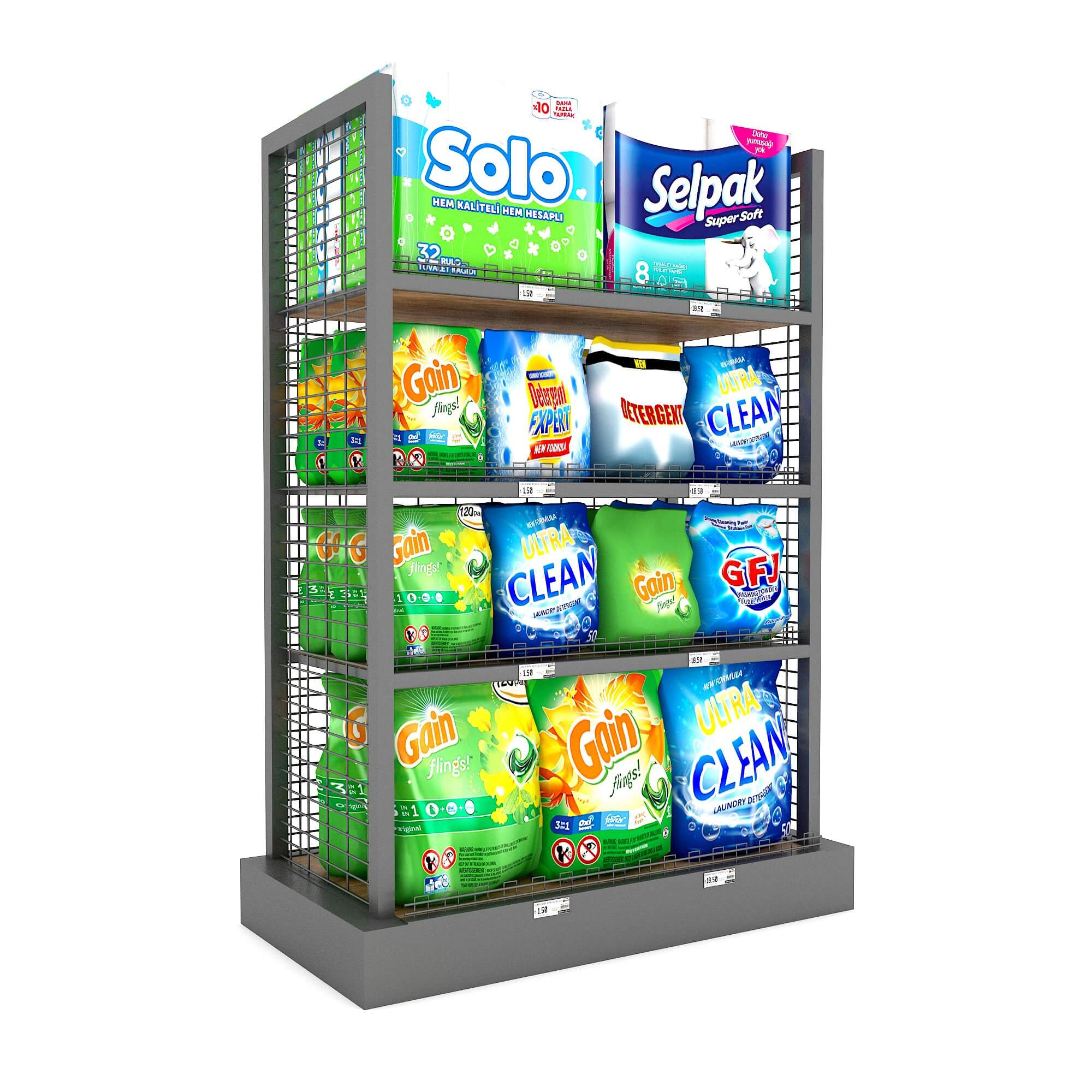 Cleaning Product Market Stand 02 - 3D Model by nvere