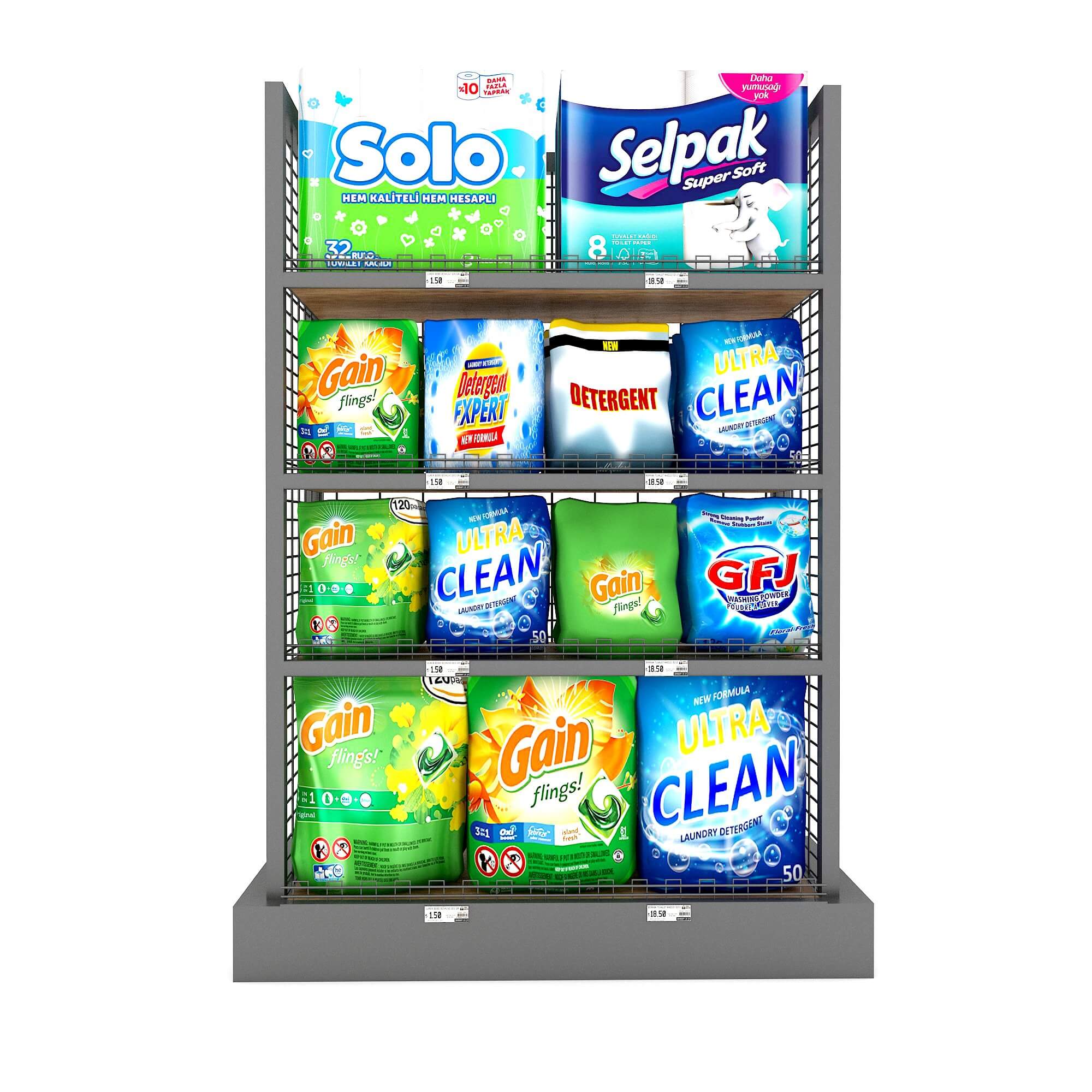 Cleaning Product Market Stand 02 - 3D Model by nvere