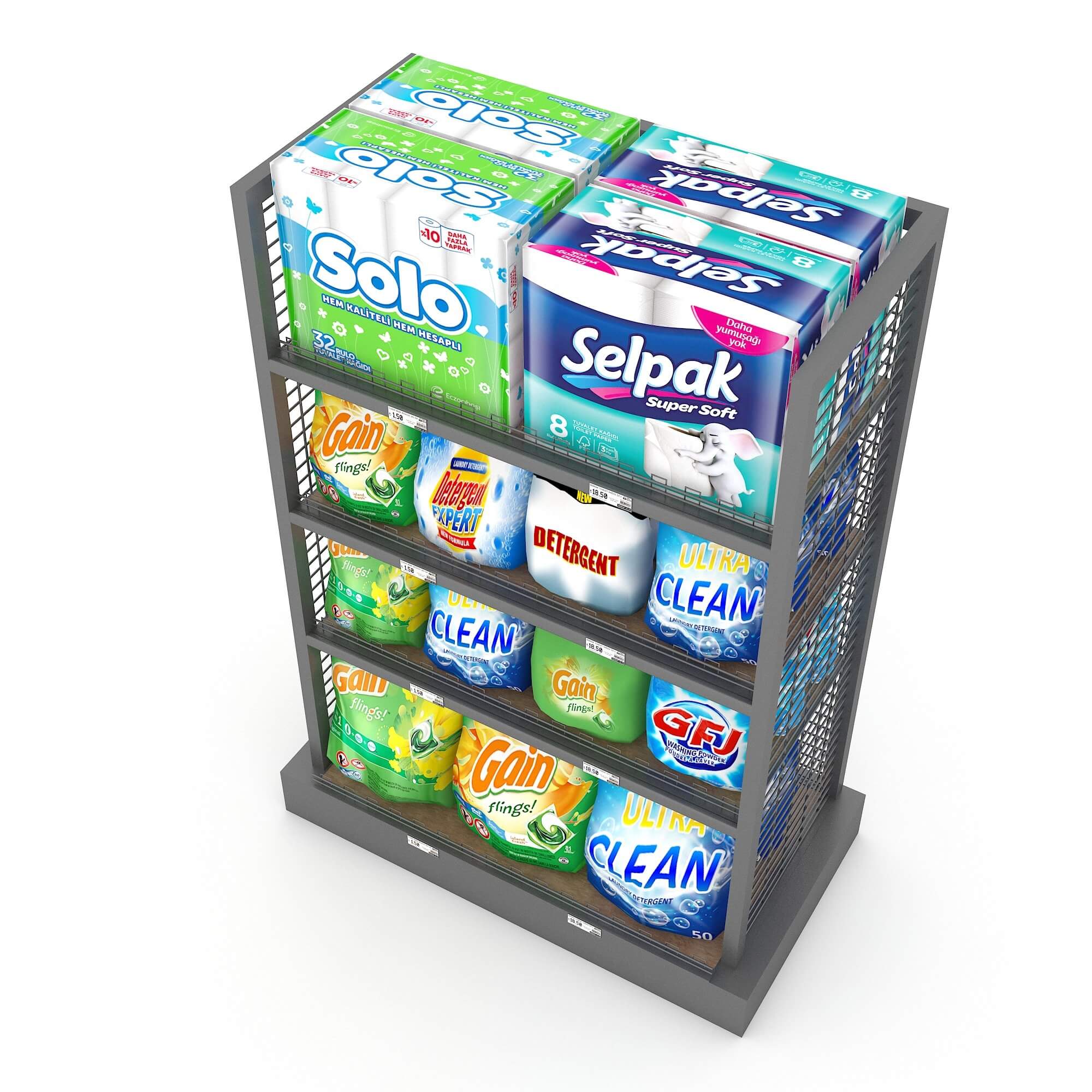 Cleaning Product Market Stand 02 - 3D Model by nvere