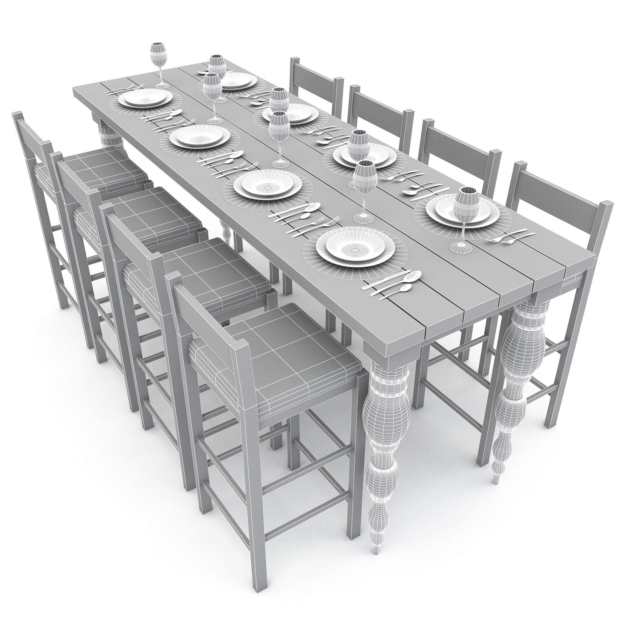 Dining Table 006 - 3D Model by nvere